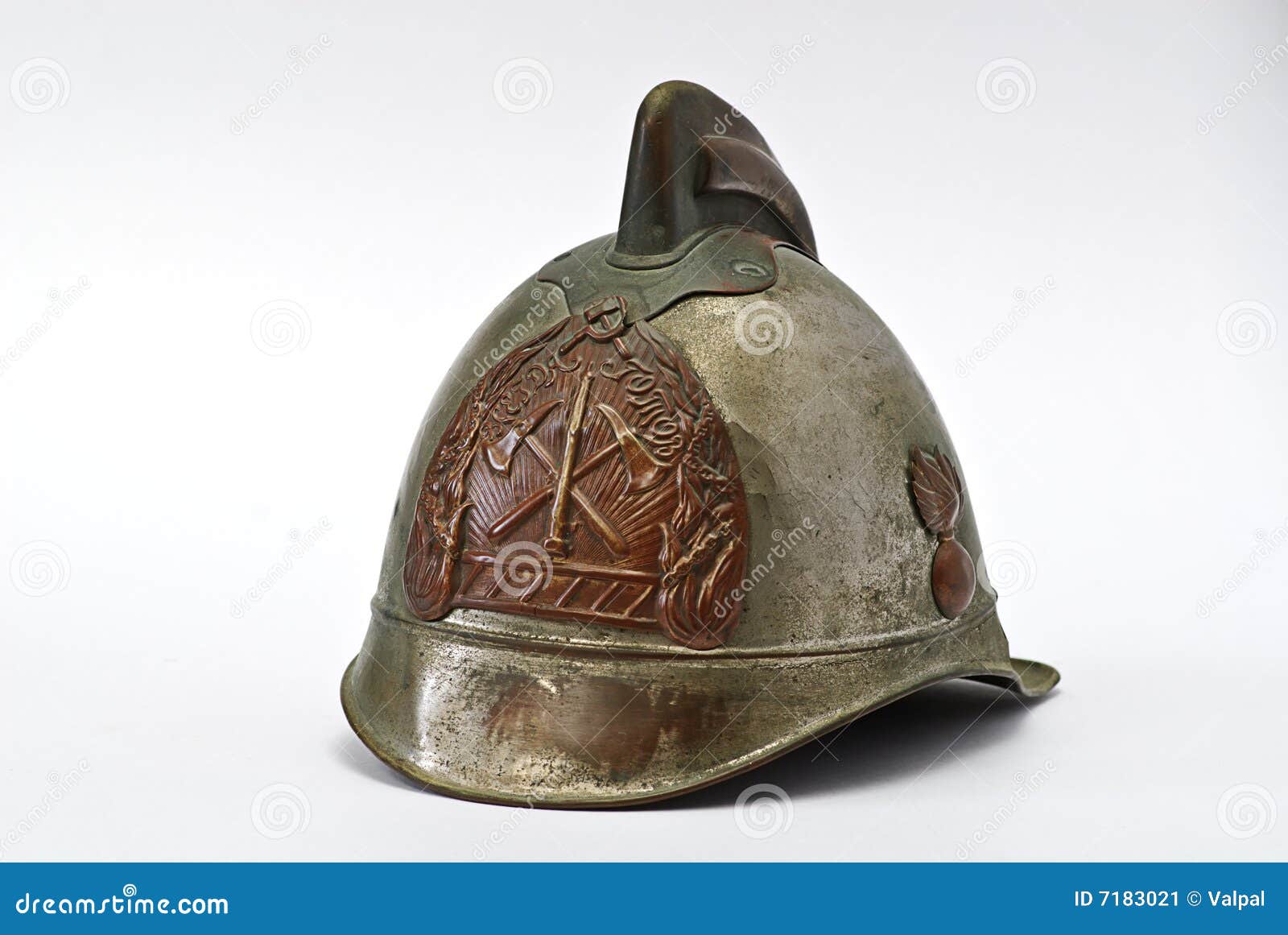 Old helmet for fireman stock image. Image of service, head - 7183021