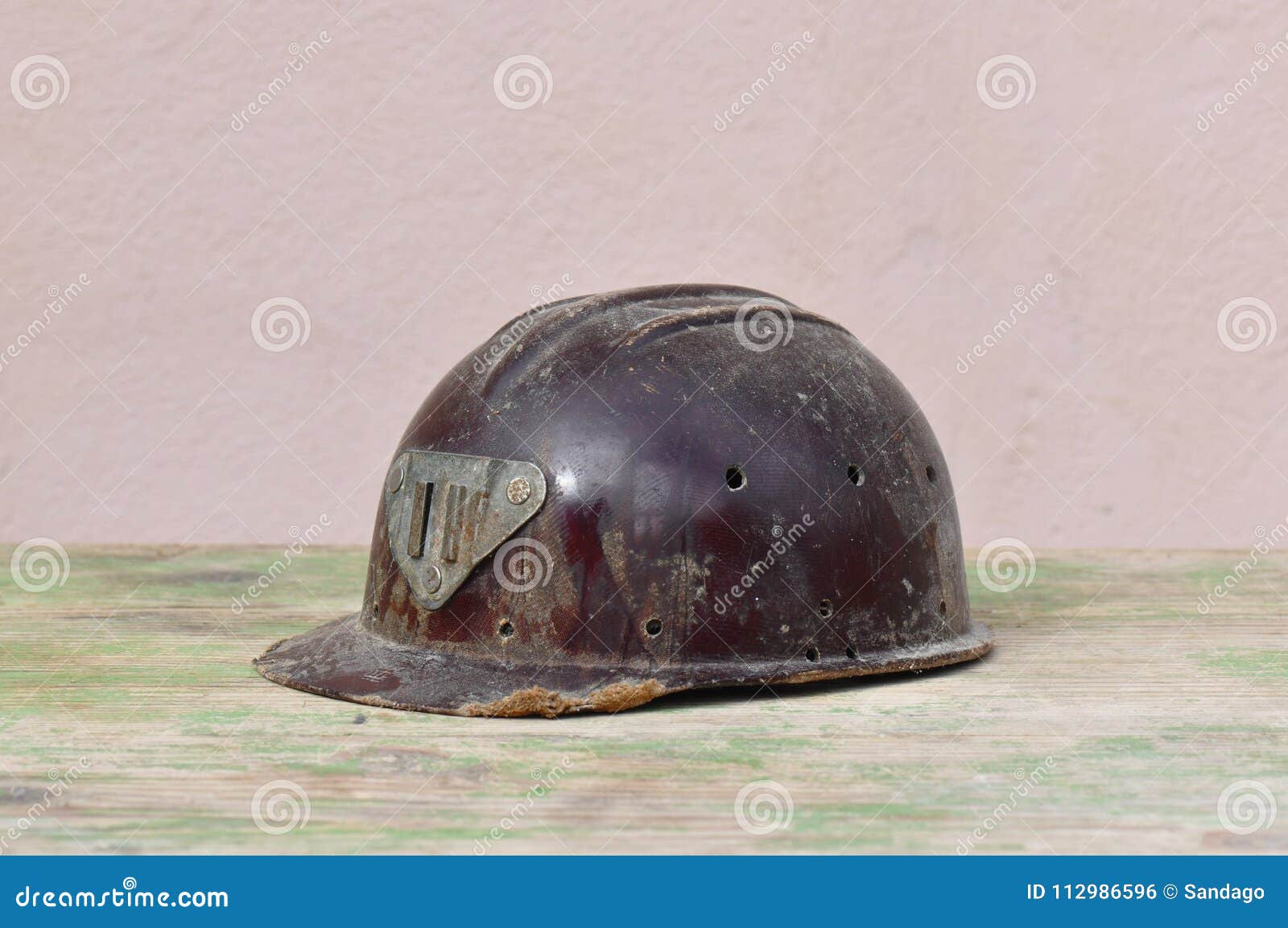 Old helmet of miner stock photo. Image of vintage, broken - 112986596