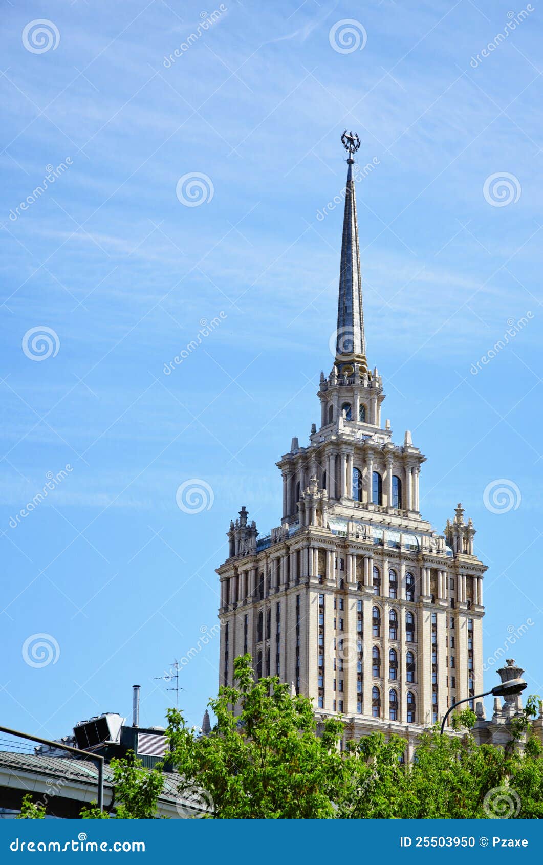 Old High-rise Building in Moscow - Hotel Stock Photo - Image of green ...