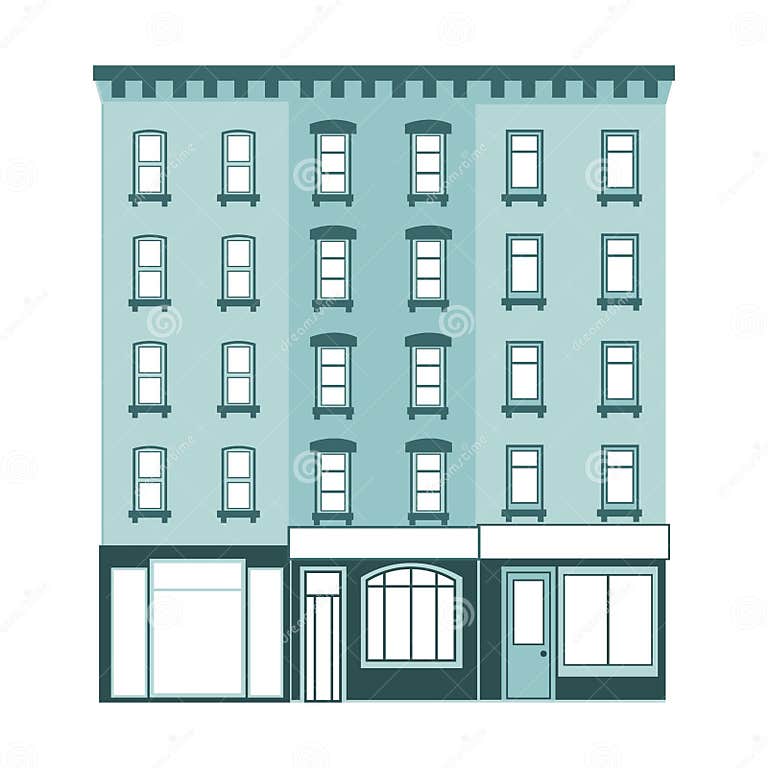 Old High-rise Building in New York. Stock Illustration - Illustration ...