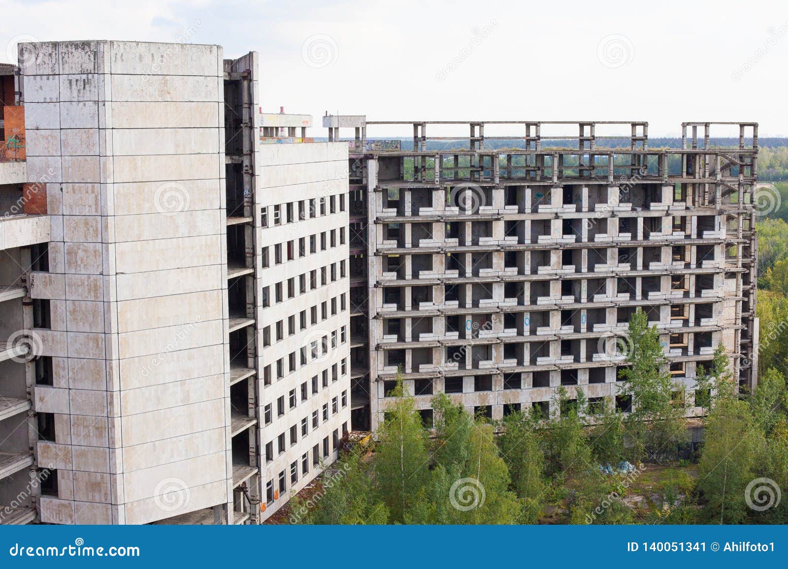 Old Concrete Collapsed Building. Stock Image - Image of exterior ...