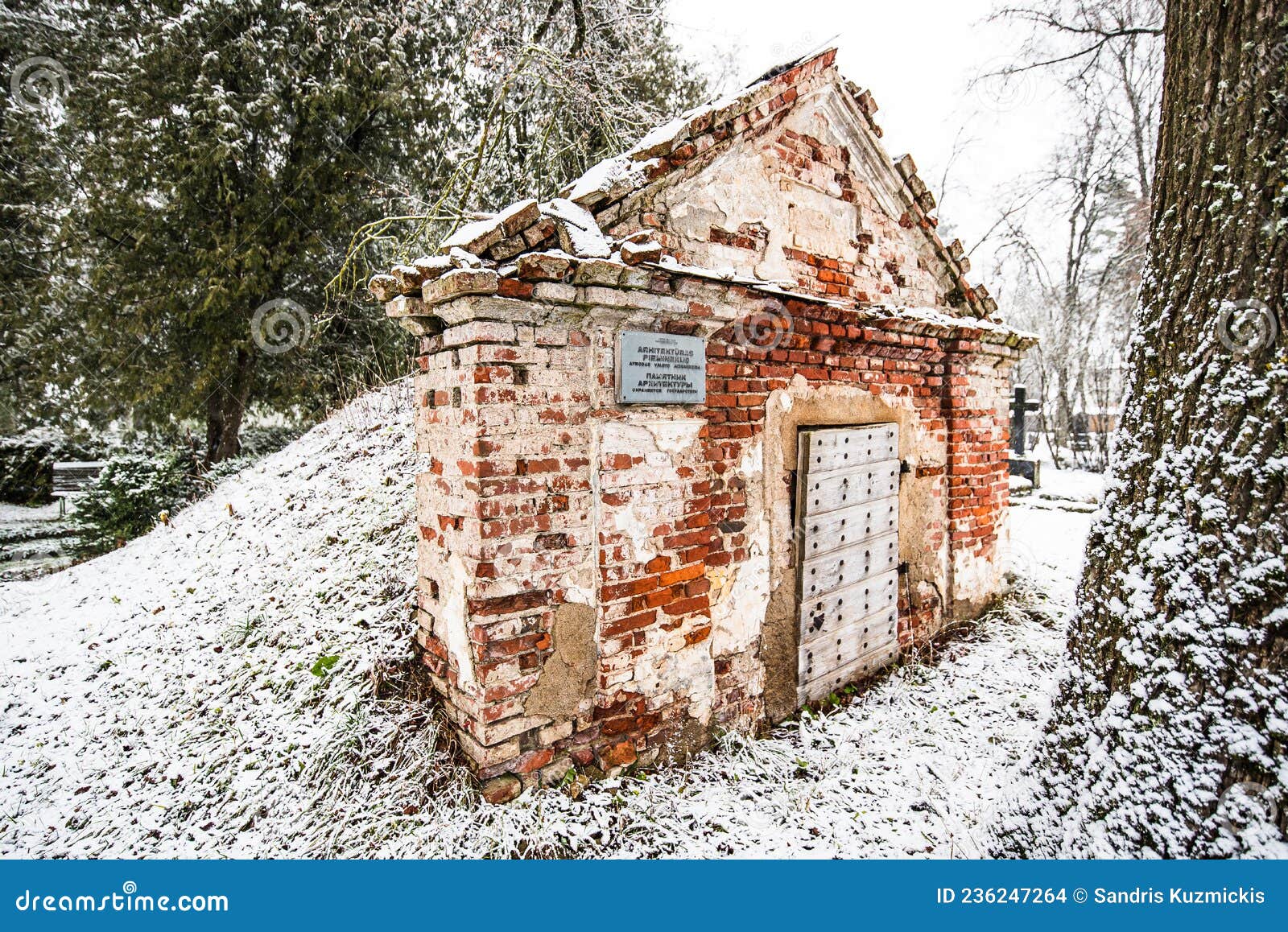 An Old, Historic, Abandoned Red Brick Chapel with a Cellar, Barbele ...