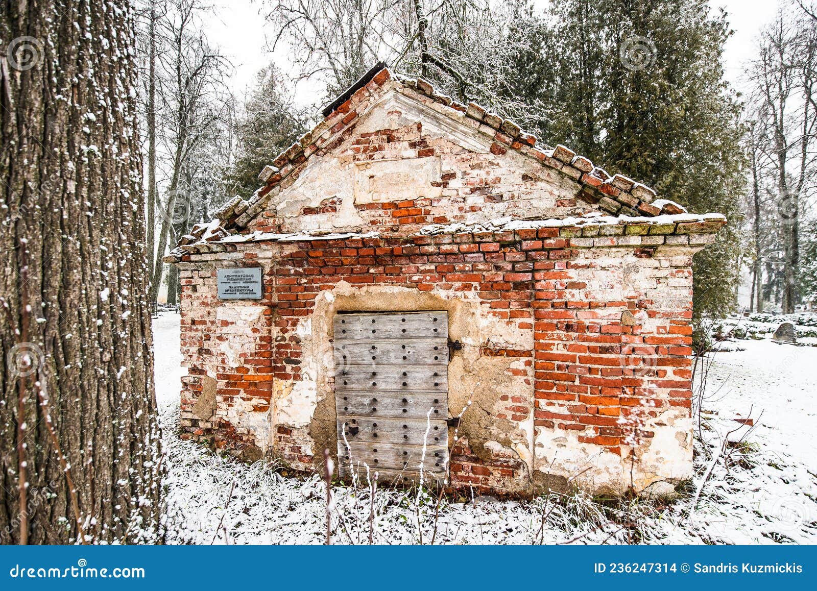 An Old, Historic, Abandoned Red Brick Chapel with a Cellar, Barbele ...