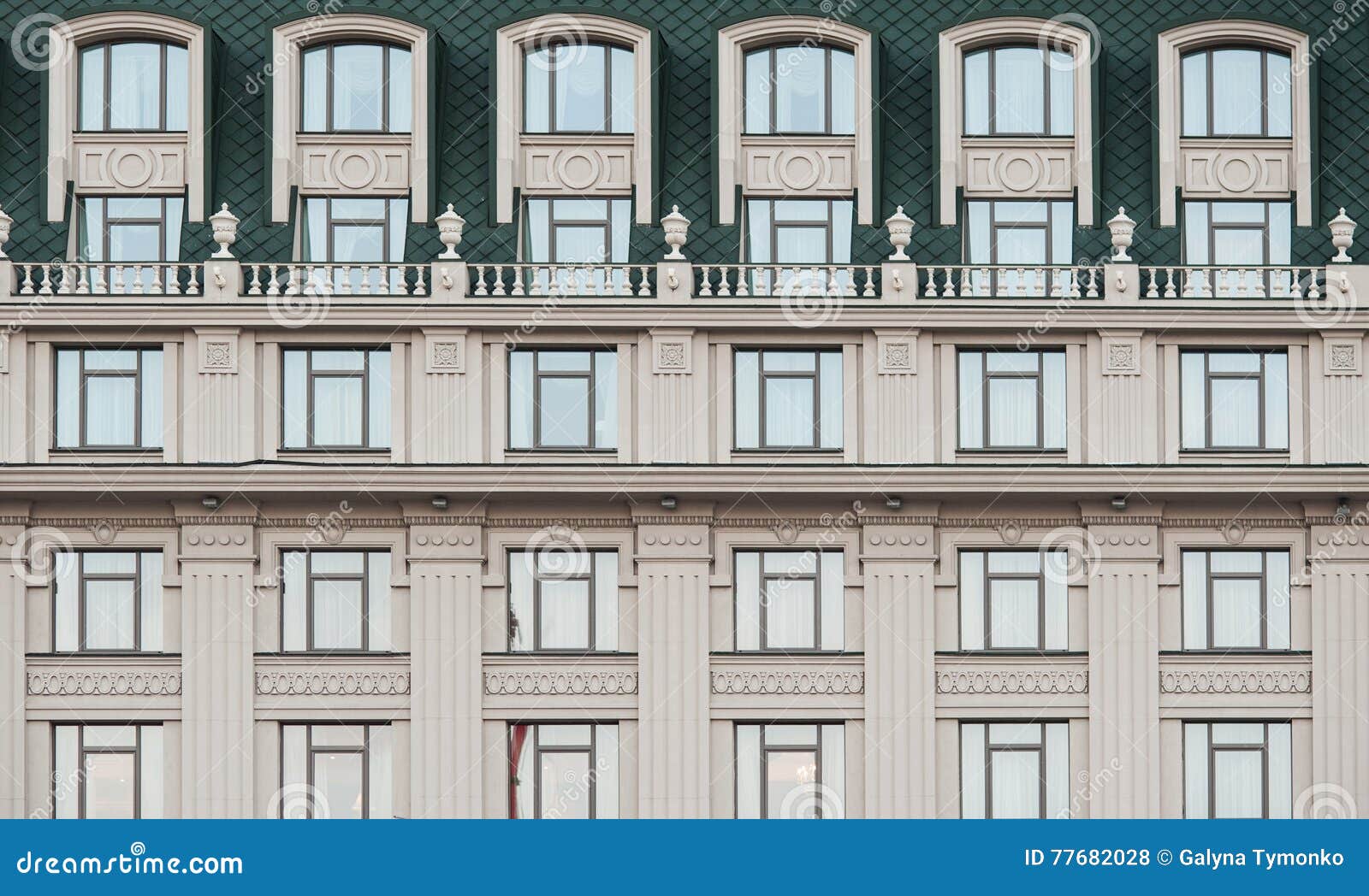 Old Historic Building with Windows on the Street Stock Photo - Image of ...