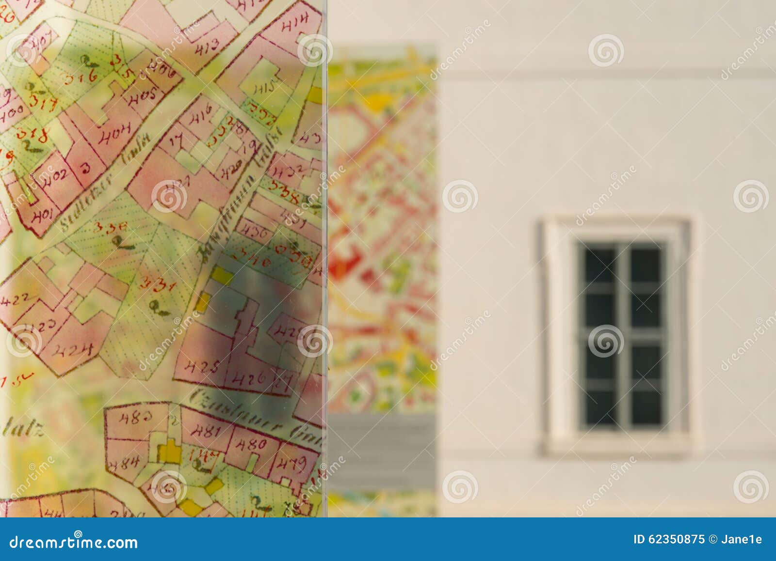 Old Historic Map on the Street Stock Image - Image of tourist ...