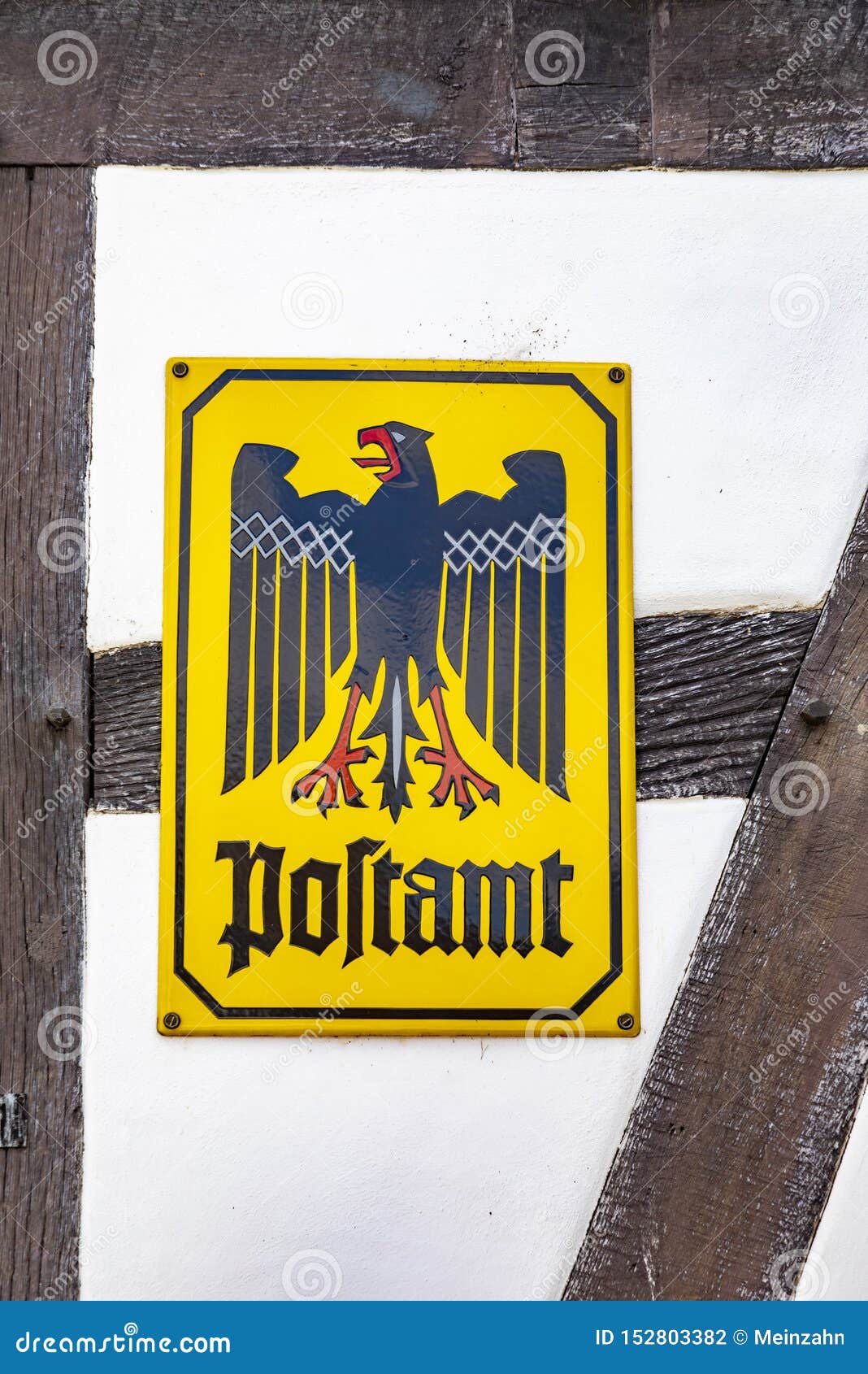 Old Historic Post Office Sign Postamt at a Half Timbered Wall Editorial ...