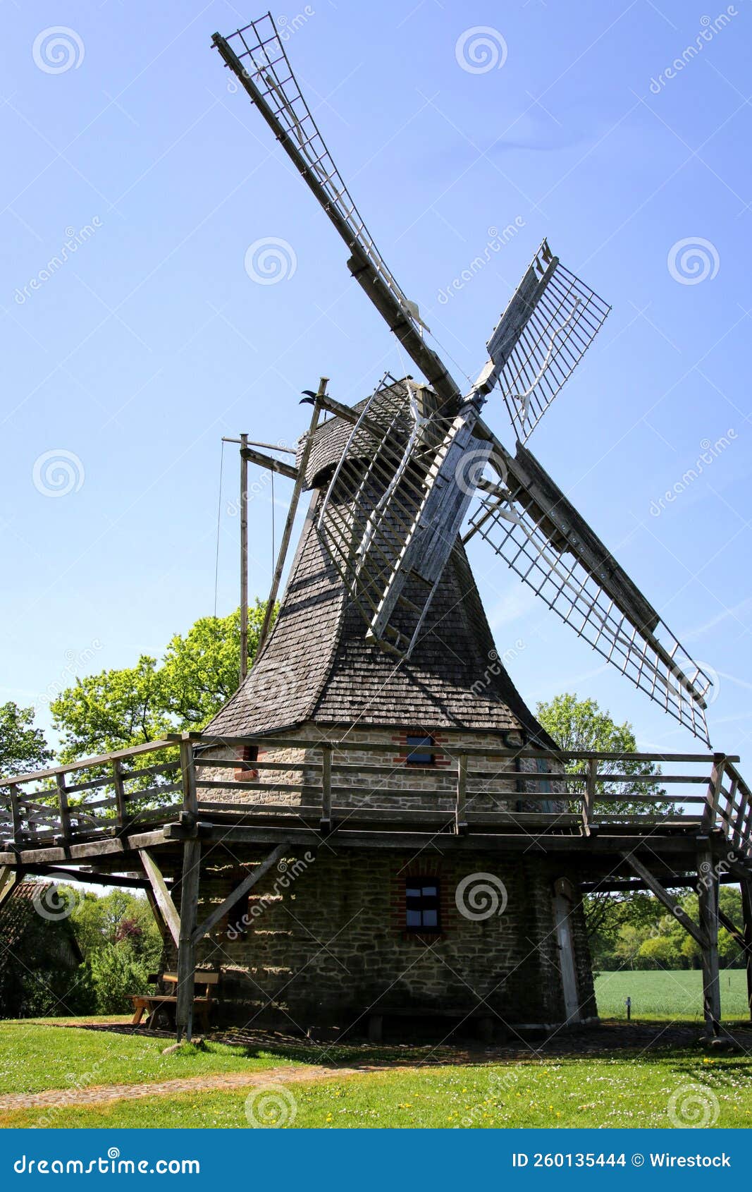 Old Historic Wooden Windmill in the Countryside, Vertical Stock Photo ...