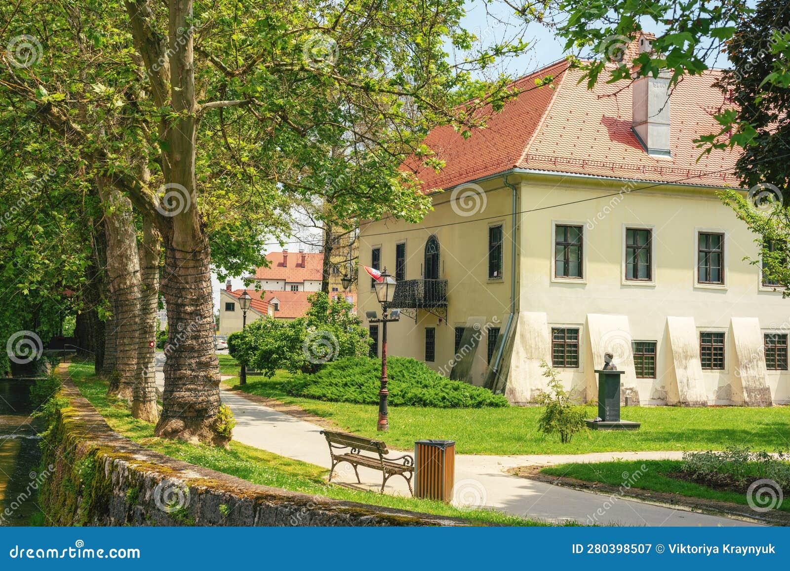 The Old Historical Architecture and City Park in Samobor, Croatia Stock ...