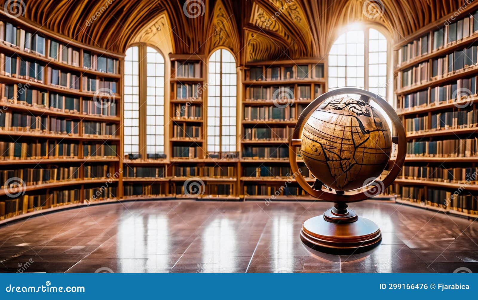 Old Historical Library with Globe Stock Illustration - Illustration of ...