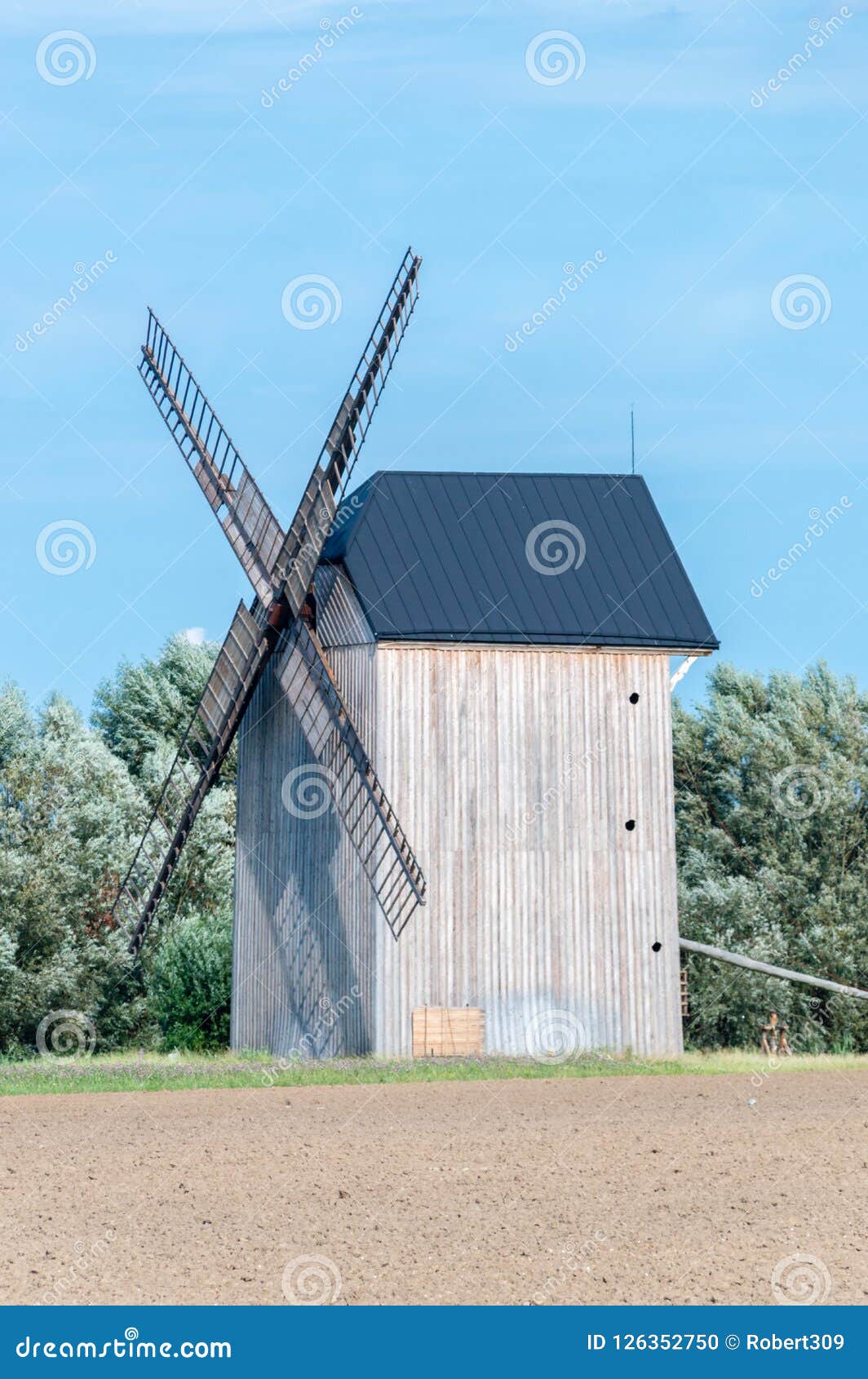 Historical Wooden Windmill. Stock Photo - Image of architecture ...