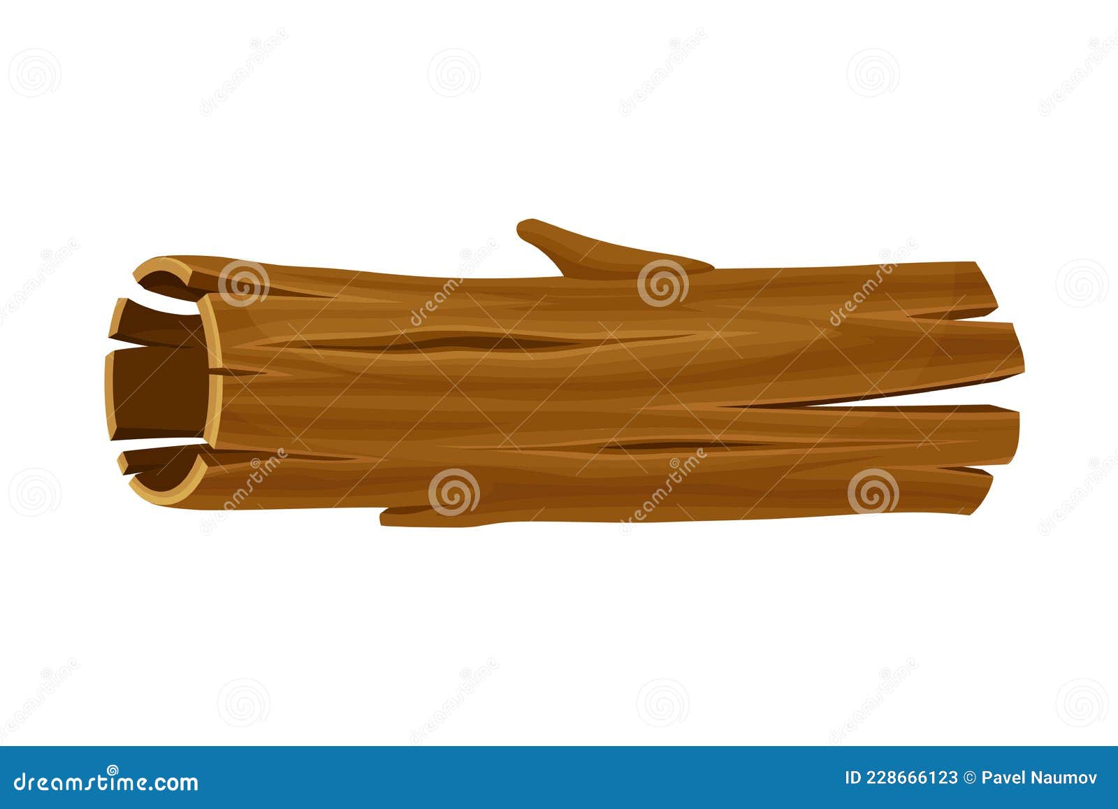 Old and Hollow Log with Bark As Forest Element Vector Illustration ...