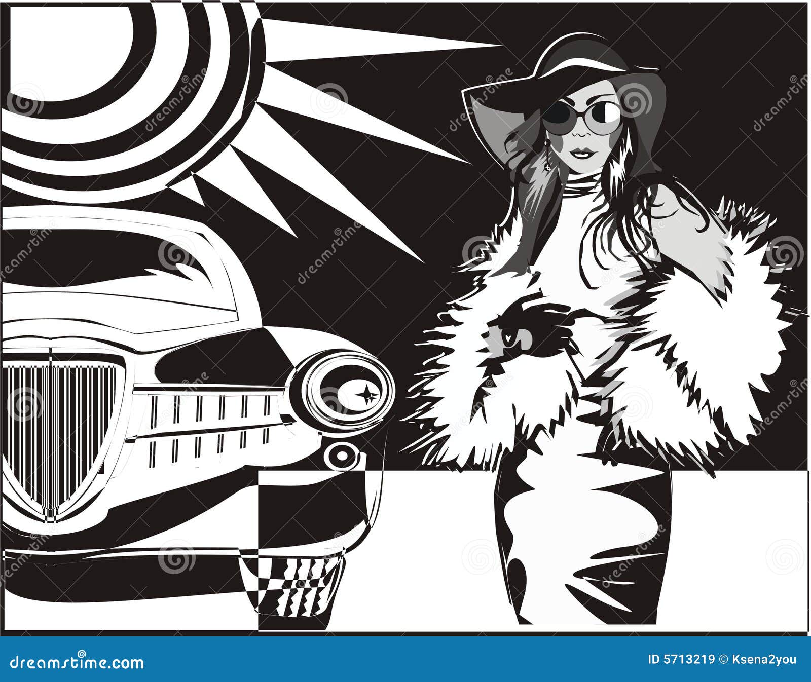 Old Hollywood stock vector. Illustration of movie, cadillac - 5713219