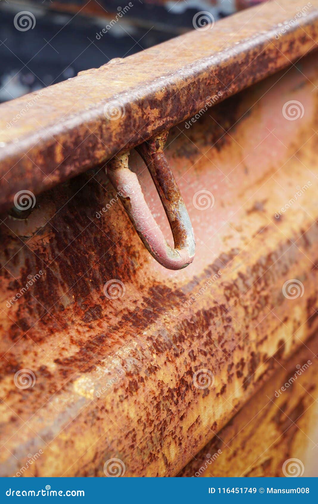 Old hook on rusty car stock image. Image of rust, dirty - 116451749