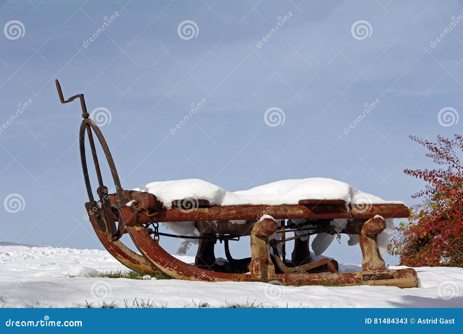 An Old Horse Sledge in Winter Stock Image - Image of means, vintage ...