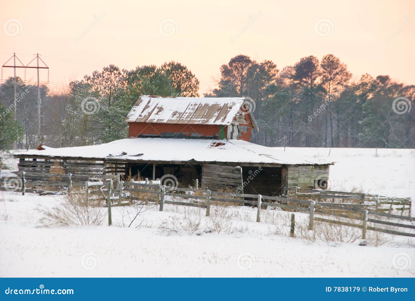 Old horse stable in snow stock image. Image of winter - 7838179