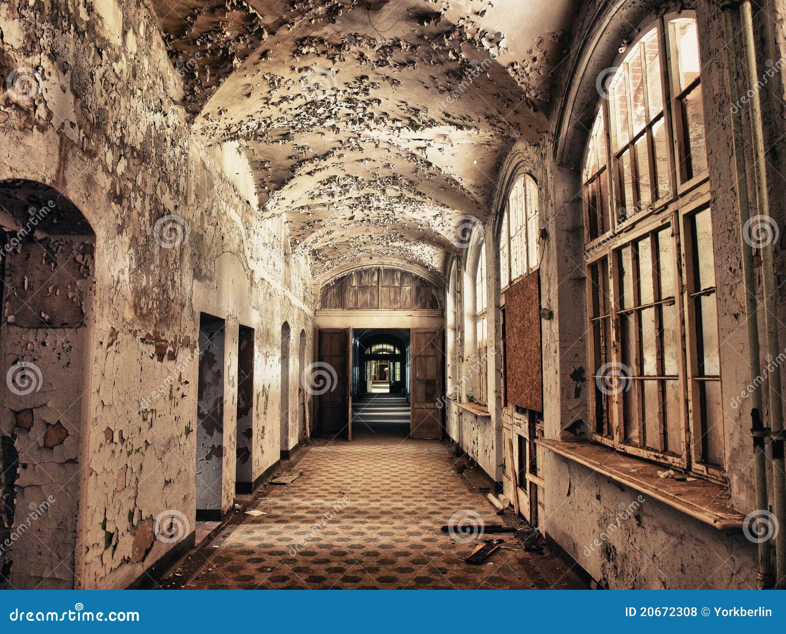 Old in a hospital corridor stock photo. Image of tone - 20672308