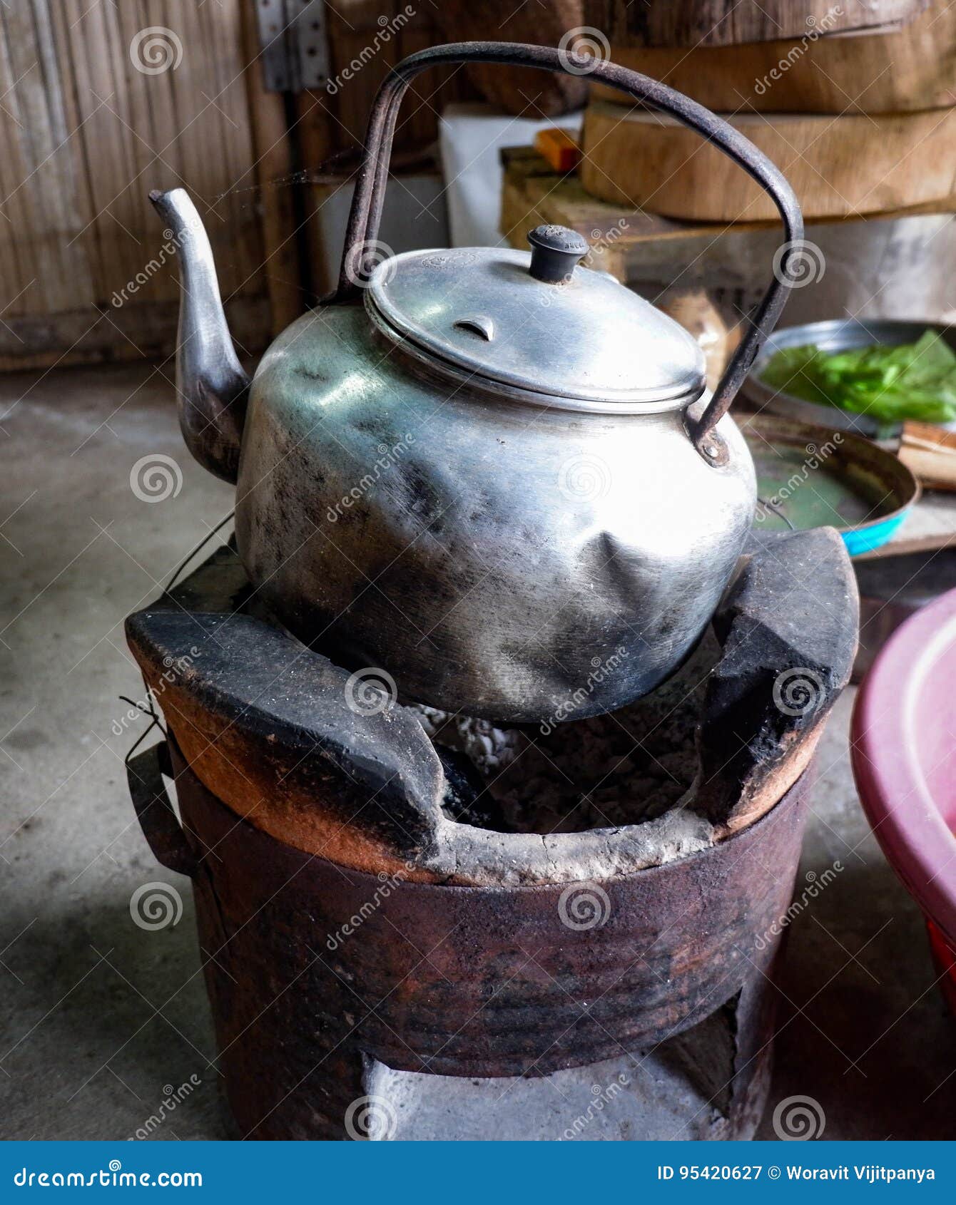Old Hot Pot - Old Water Pot Stock Image - Image of silver, appliance ...