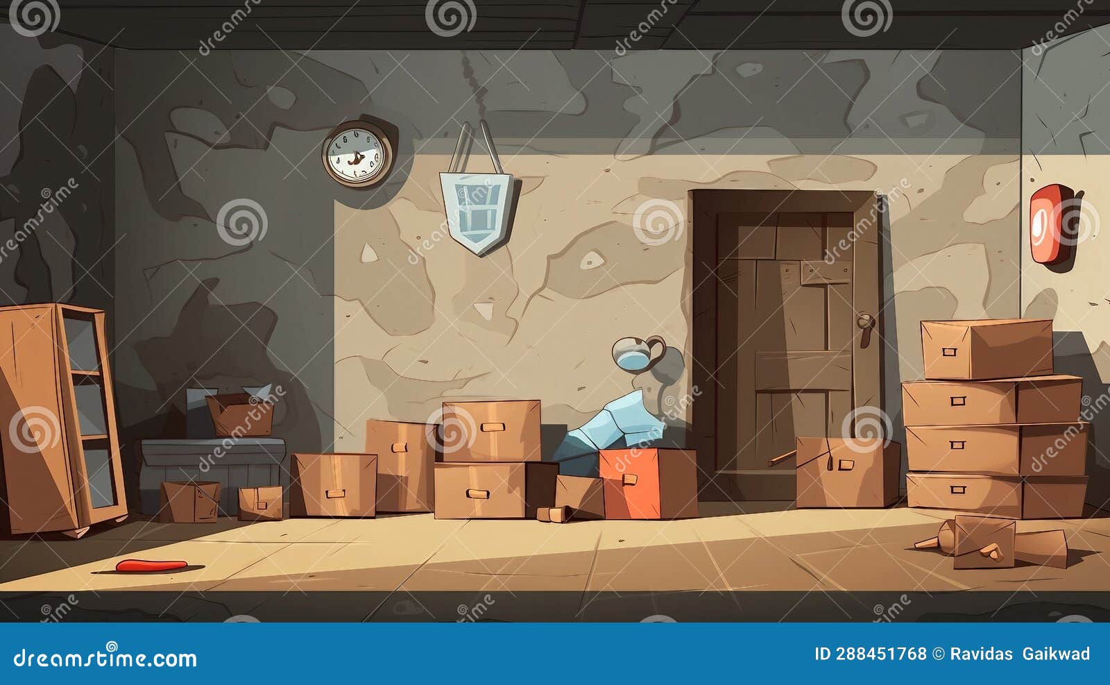 Old House Basement with Boxes Illustration AI Generated Stock ...