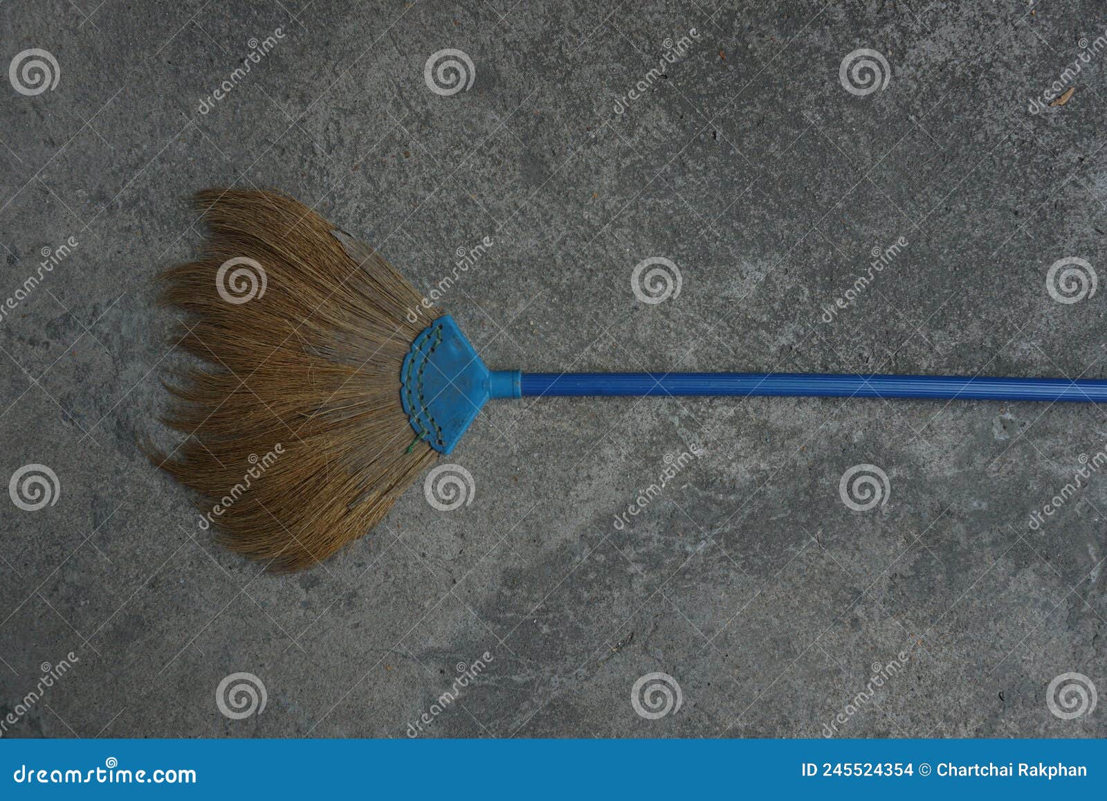 Old House Broom on the Concrete Floor in Front of the House Stock Photo ...