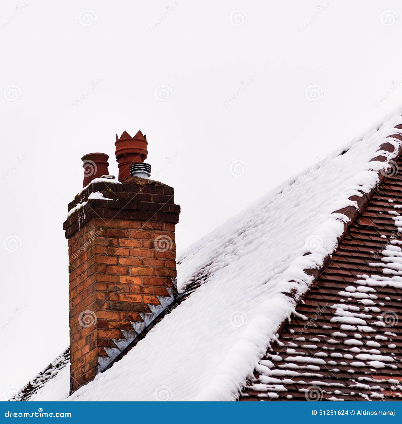 House With Clay Tile Roof, Rain Gutter, Chimney, Gable And Valley Type ...