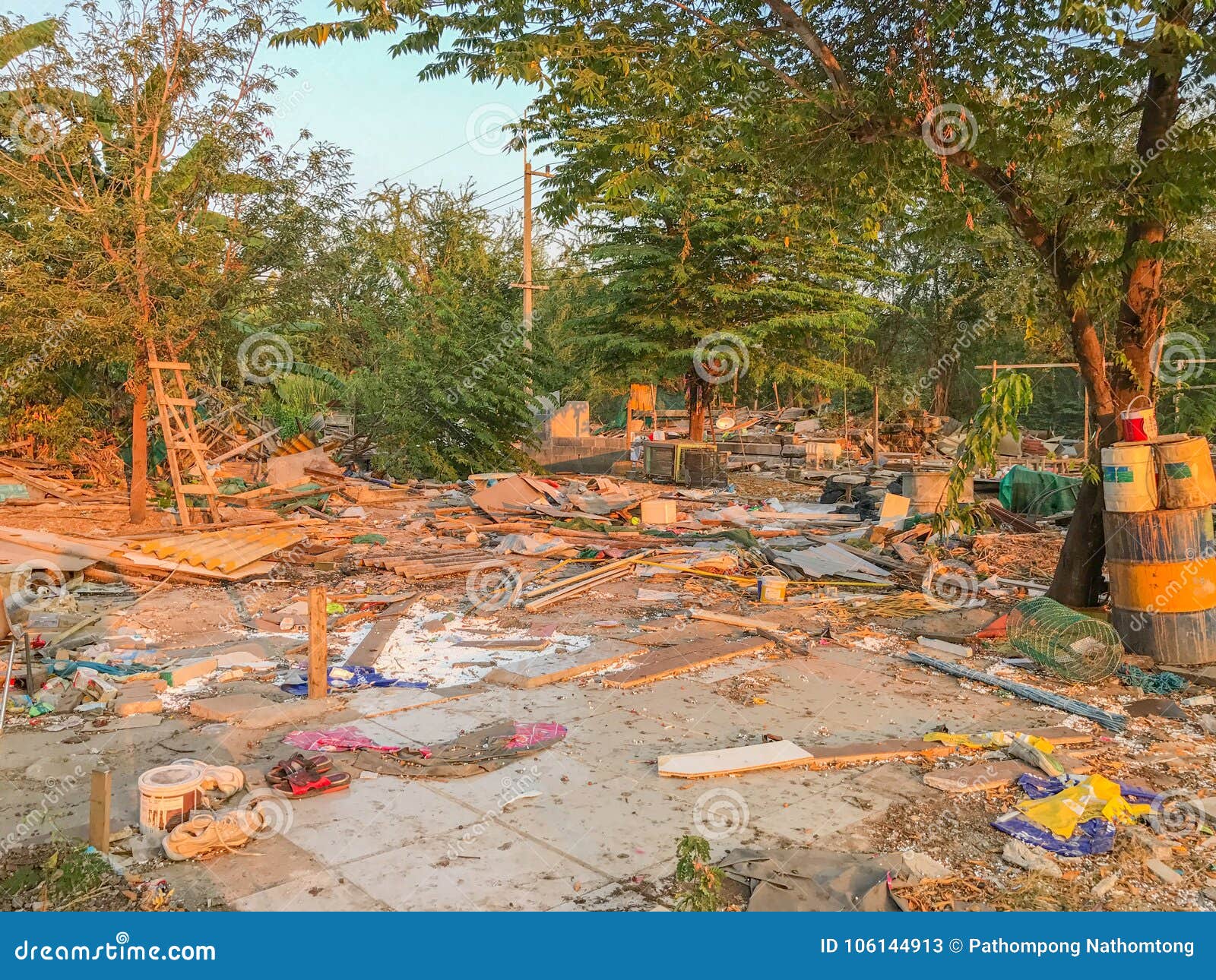 Completely Destroyed Big Concrete Building City Nearly Collapse Stock ...