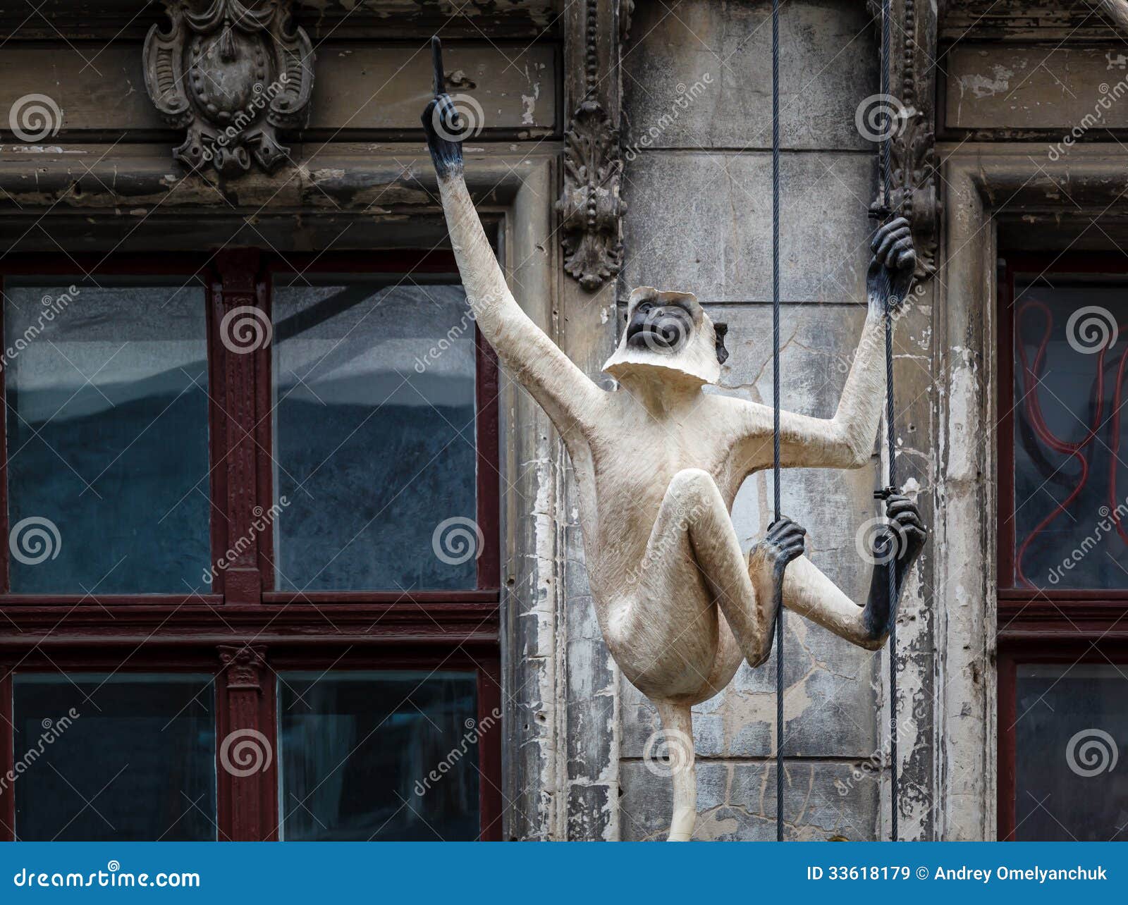 Monkey Sculpture Over A Big Stone In India Karnakata Stock Image ...
