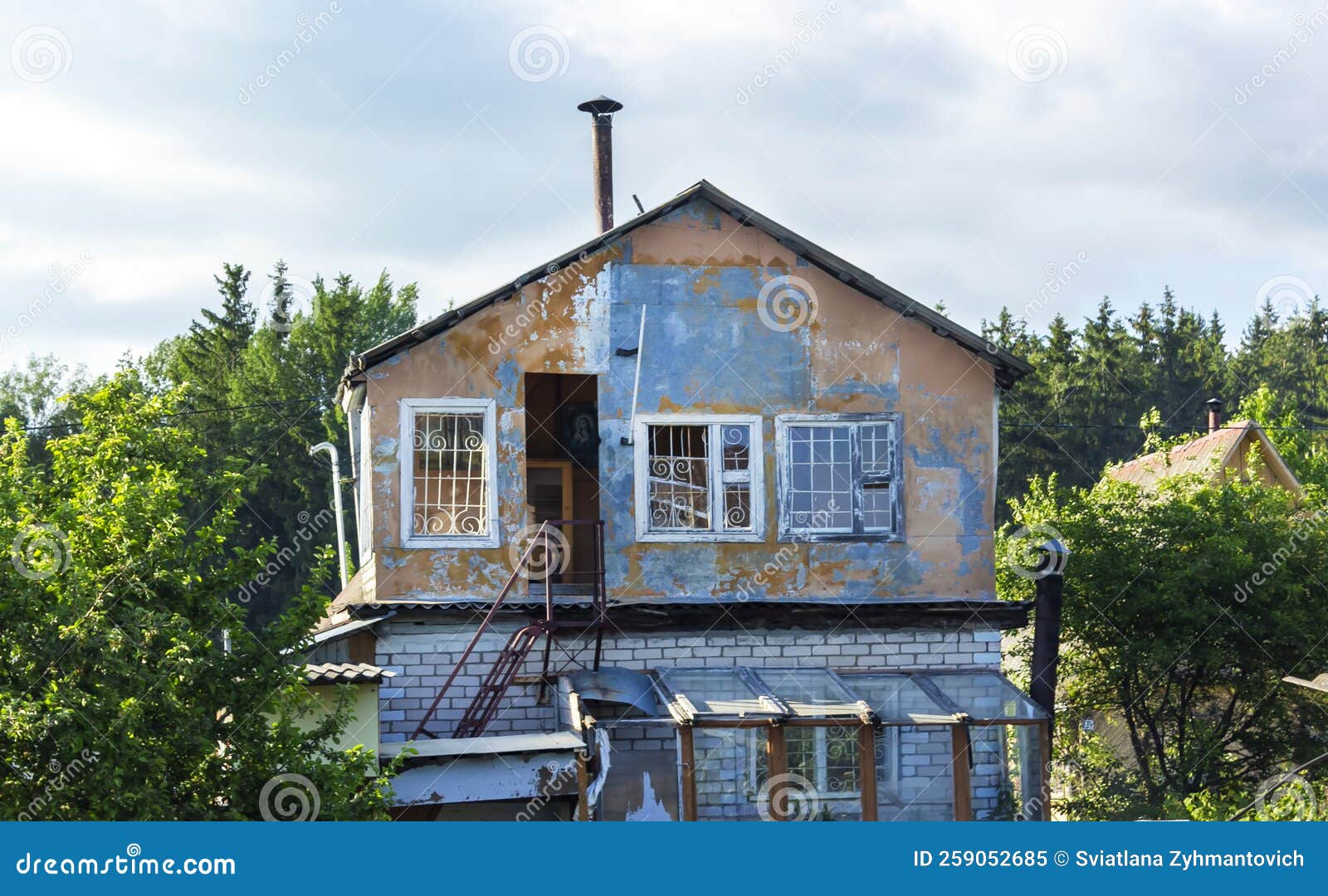 Old House Made of Boards and Garbage Outside the City Stock Image ...
