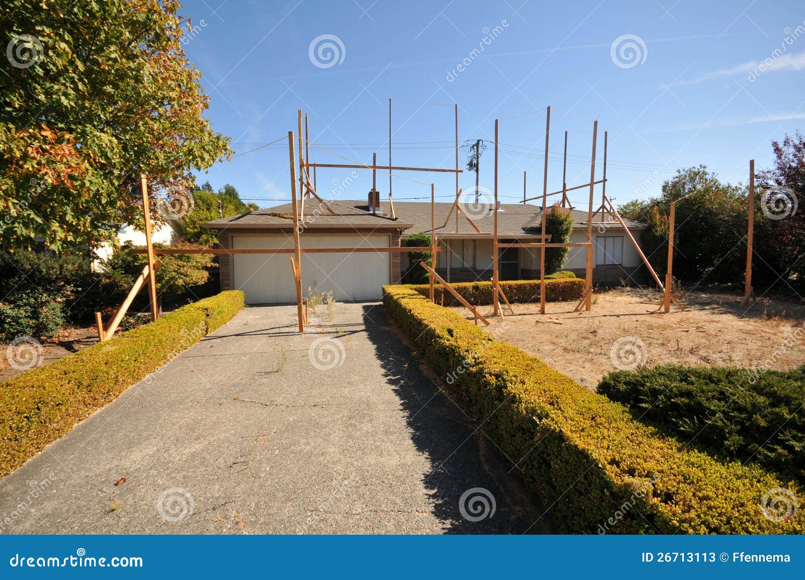 Old House with Remodeling Elevation Posts Stock Image - Image of real ...