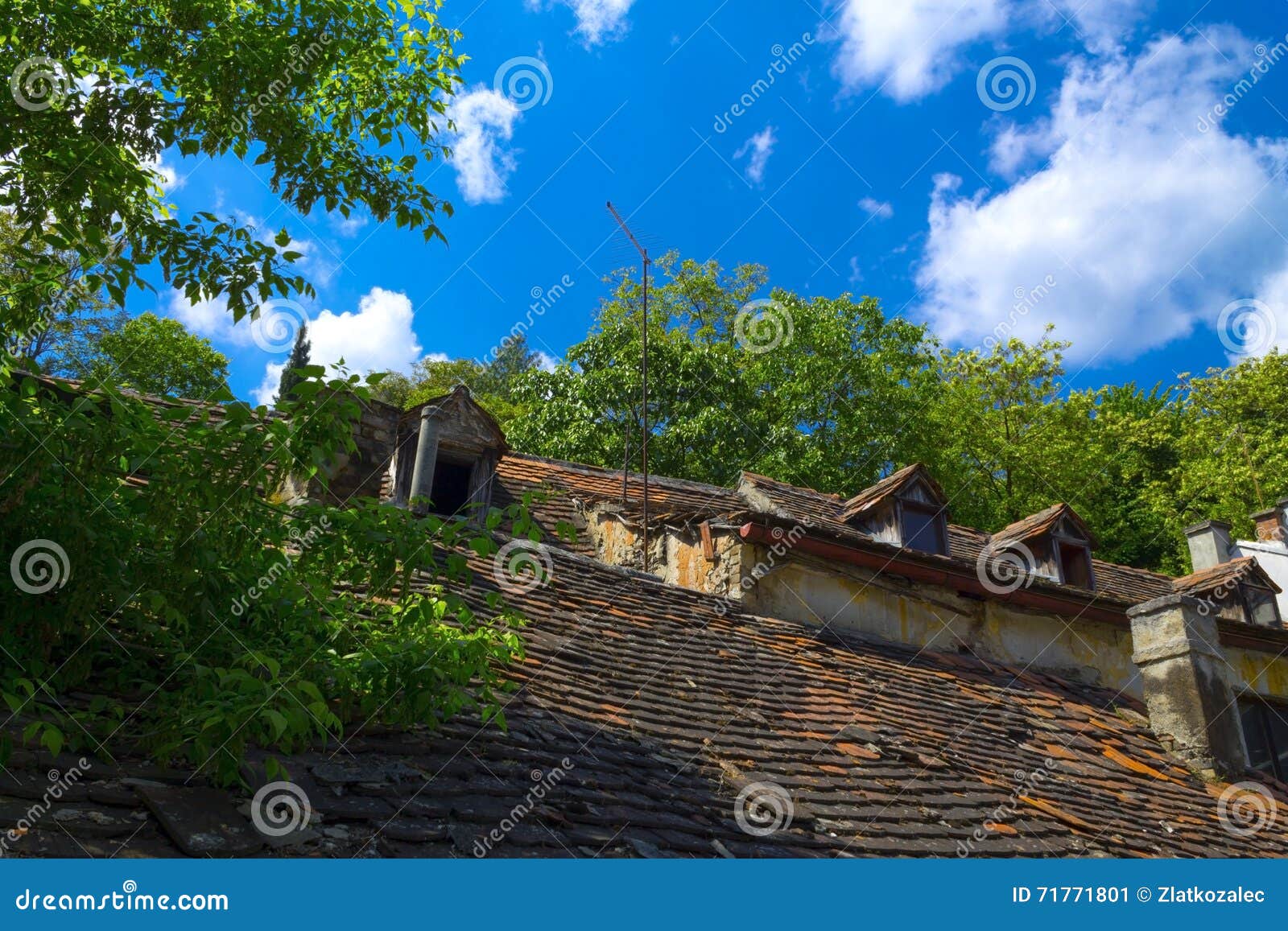 Old house rooftop stock image. Image of house, rooftops - 71771801