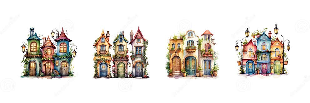 Old House Set. Vector Illustration Design Stock Illustration ...