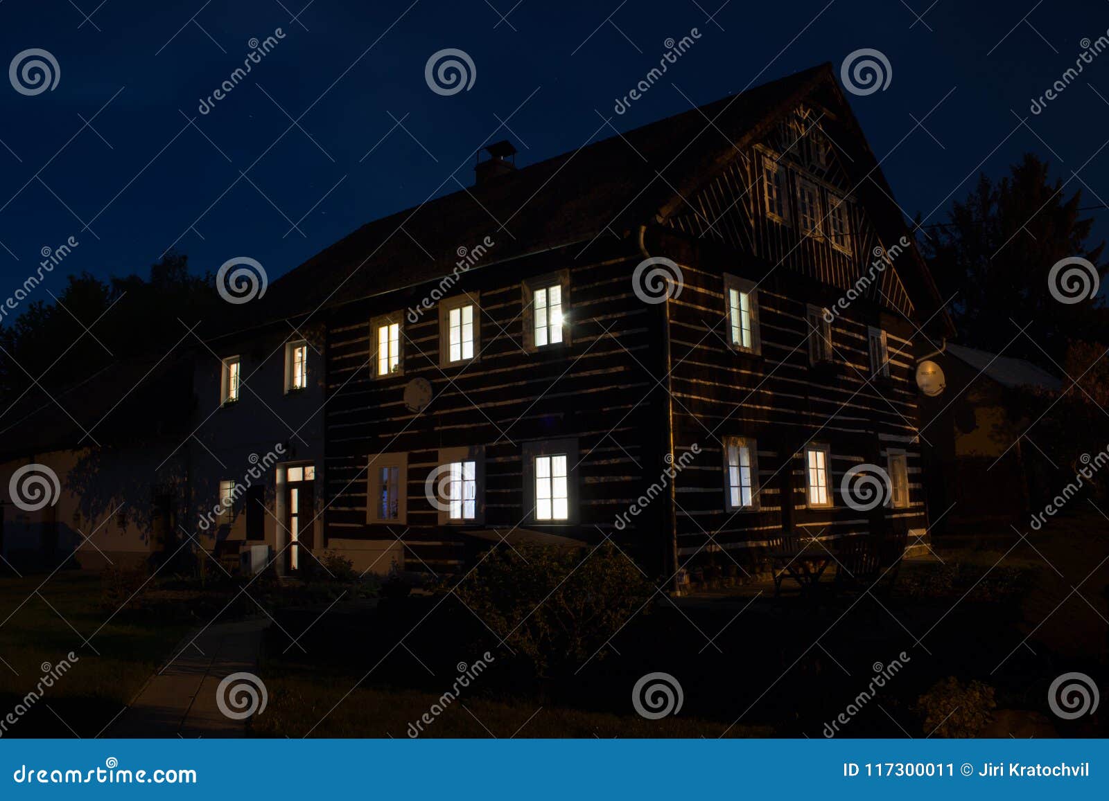 Old house after sunset stock image. Image of antique - 117300011
