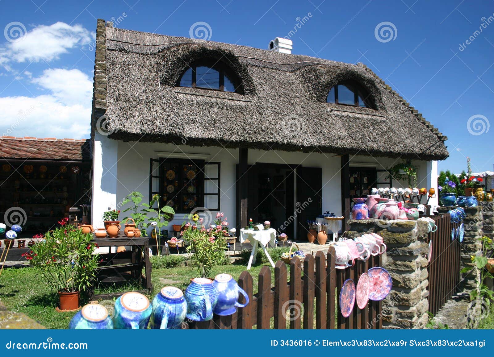 Old House with Thatched Roof Stock Photo - Image of green, building ...