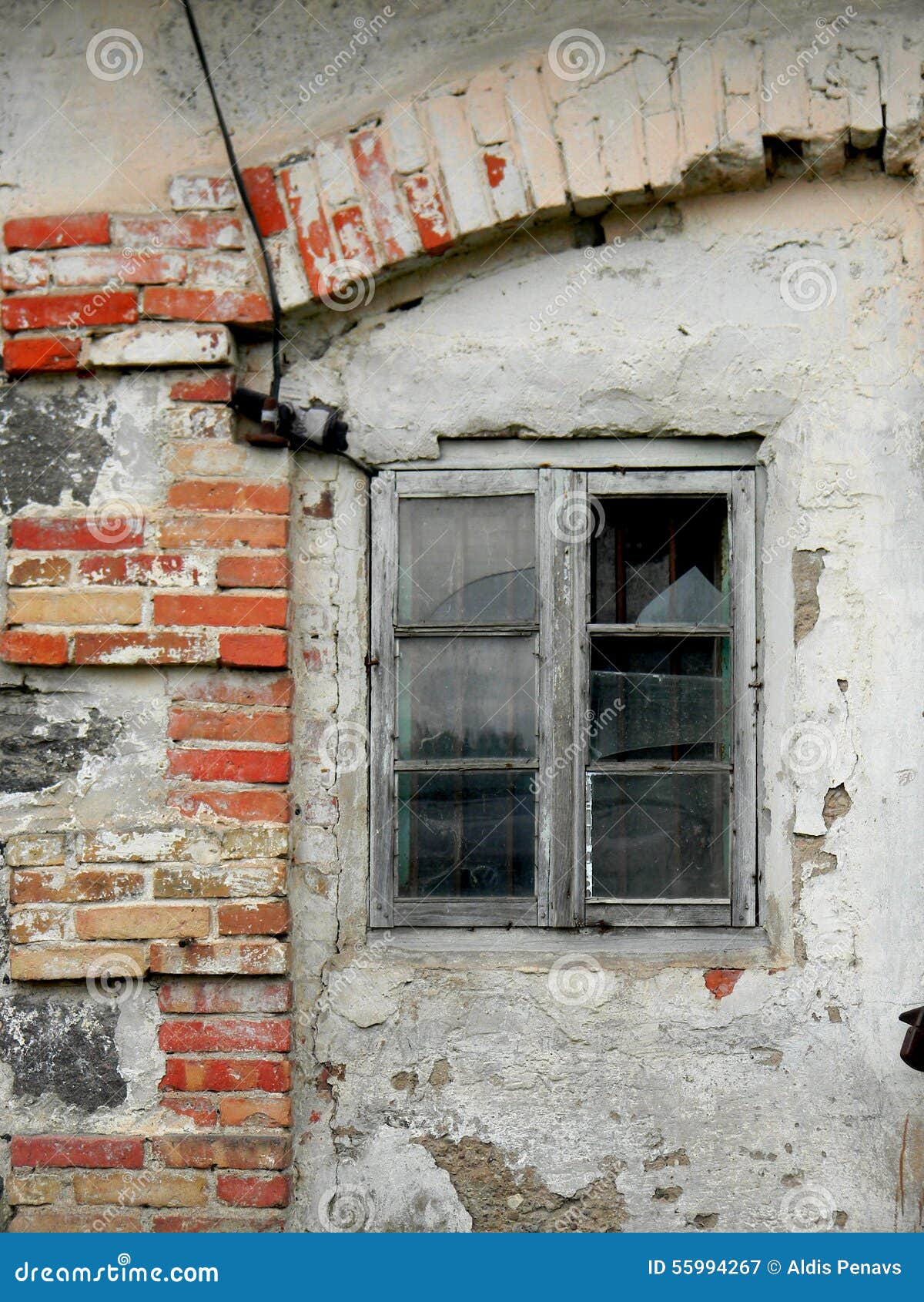 Old House Wall with Wooden Window Stock Image - Image of outside ...