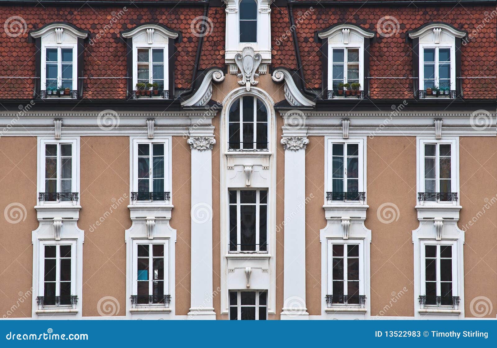 Old House with White Windows Stock Image - Image of structure, stone ...