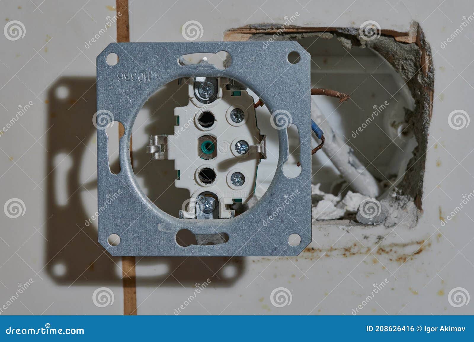 An Old Household Apartment Conventional Three-phase Electrical Outlet ...