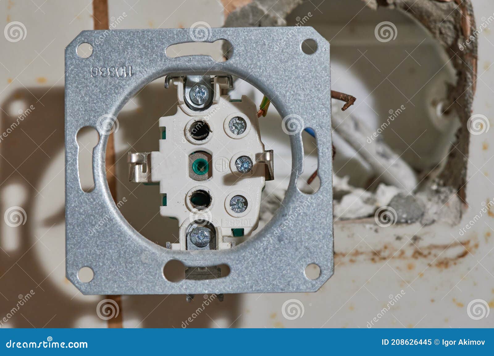 An Old Household Apartment Conventional Three-phase Electrical Outlet ...