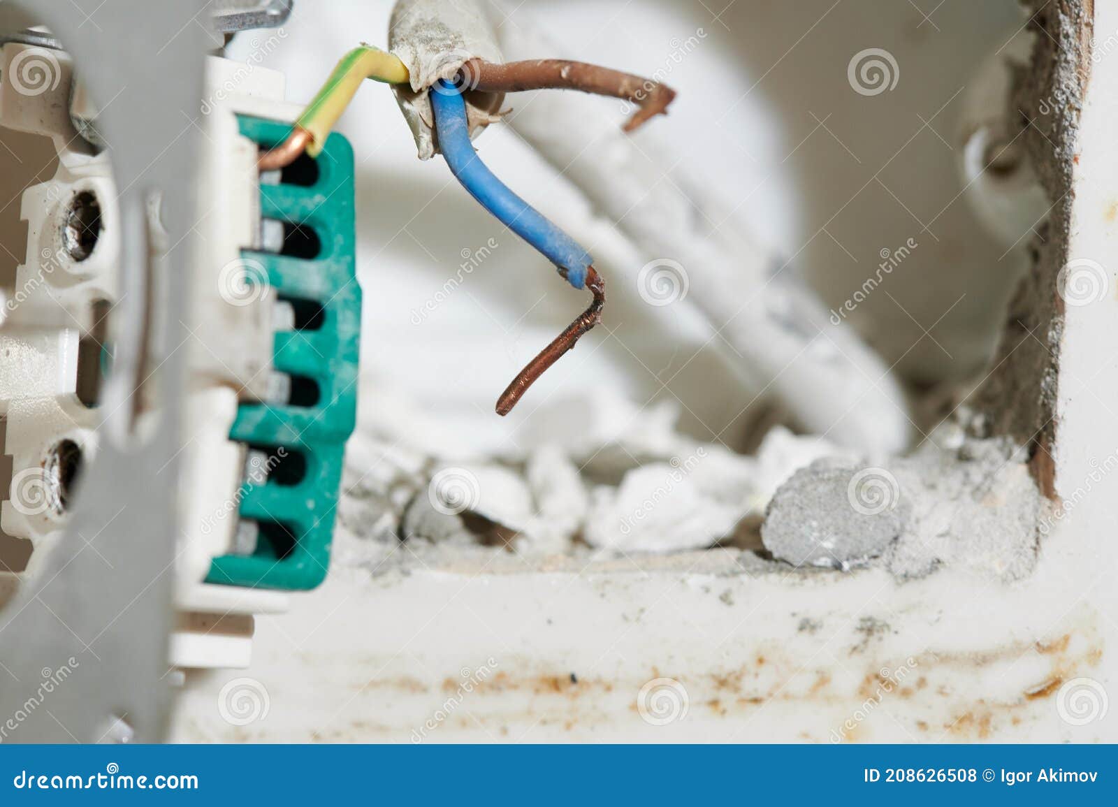 An Old Household Apartment Conventional Three-phase Electrical Outlet ...