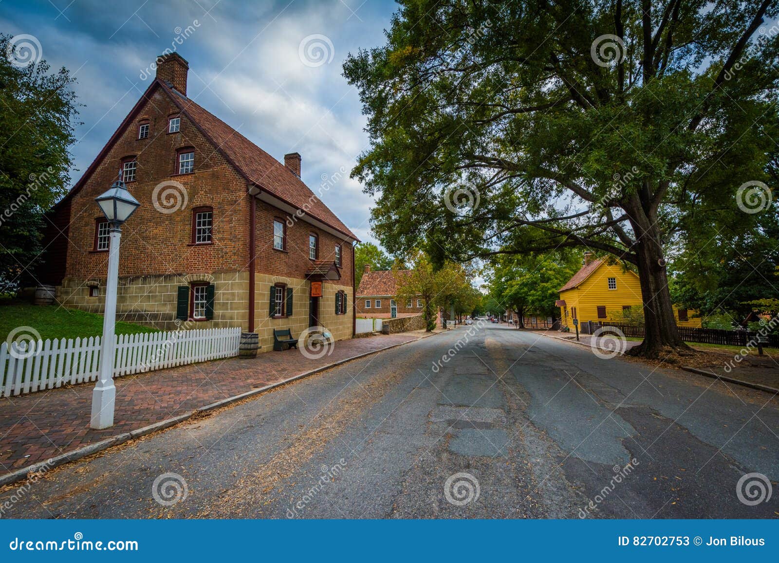 Old Houses Along Main Street In The Old Salem Historic District In Winston Salem North