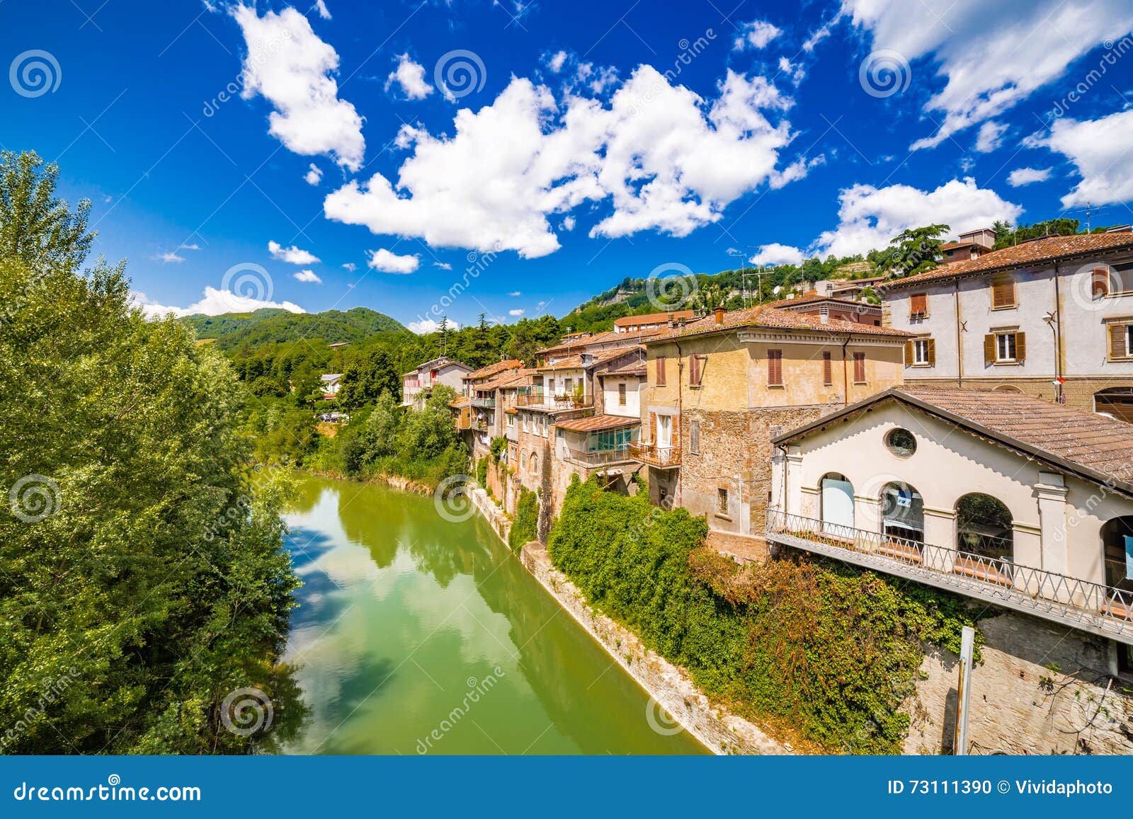 Old Houses Overlooking the River Stock Photo - Image of architecure ...