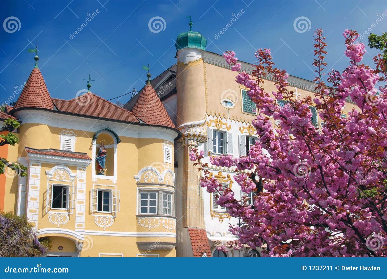 Old Houses in Springtime stock image. Image of destination - 1237211