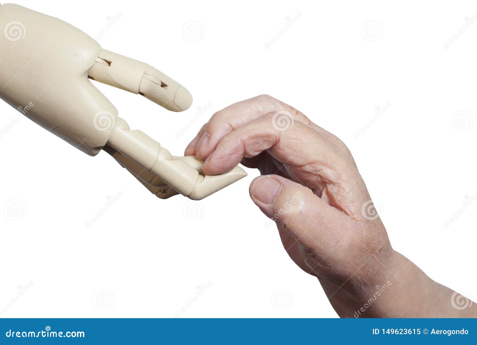 Old Human Hand Holding Prosthetic Hand Stock Image | CartoonDealer.com ...