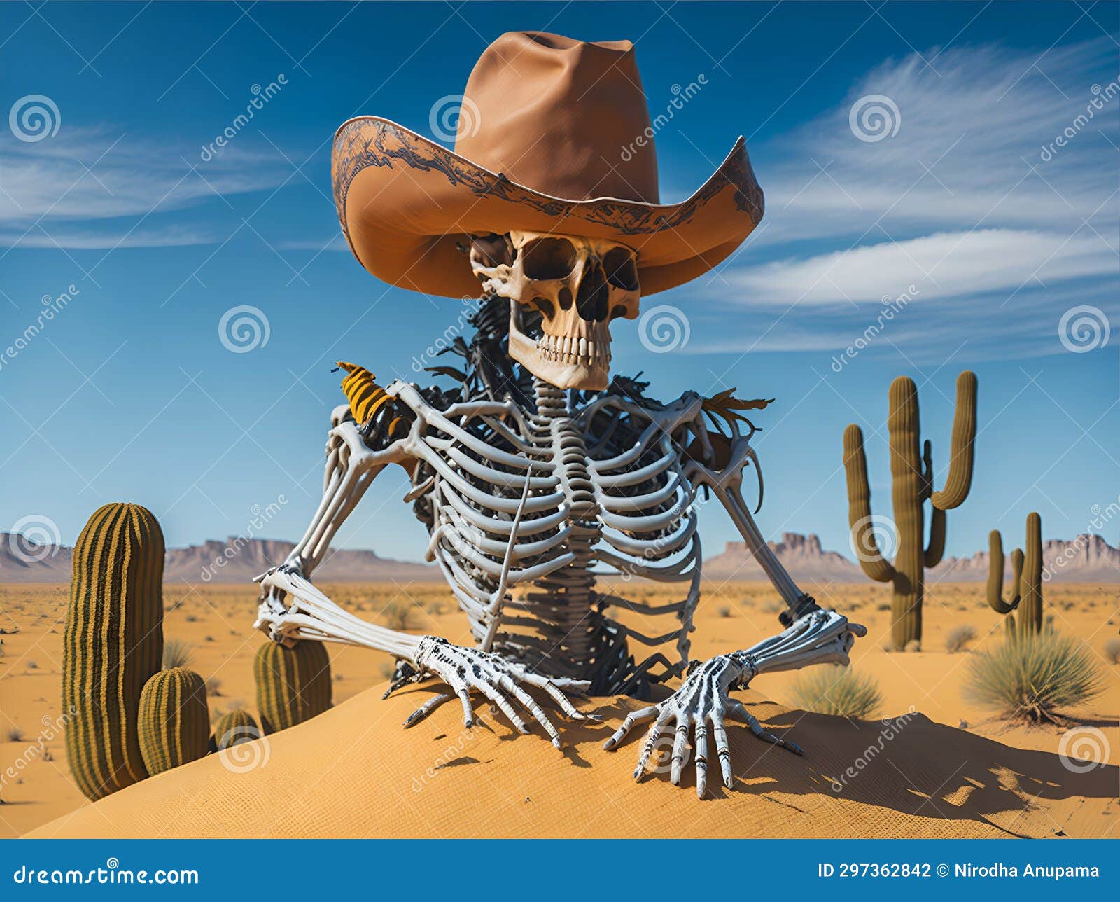 Old Human Skeleton in a Desert Stock Photo - Image of clothing ...