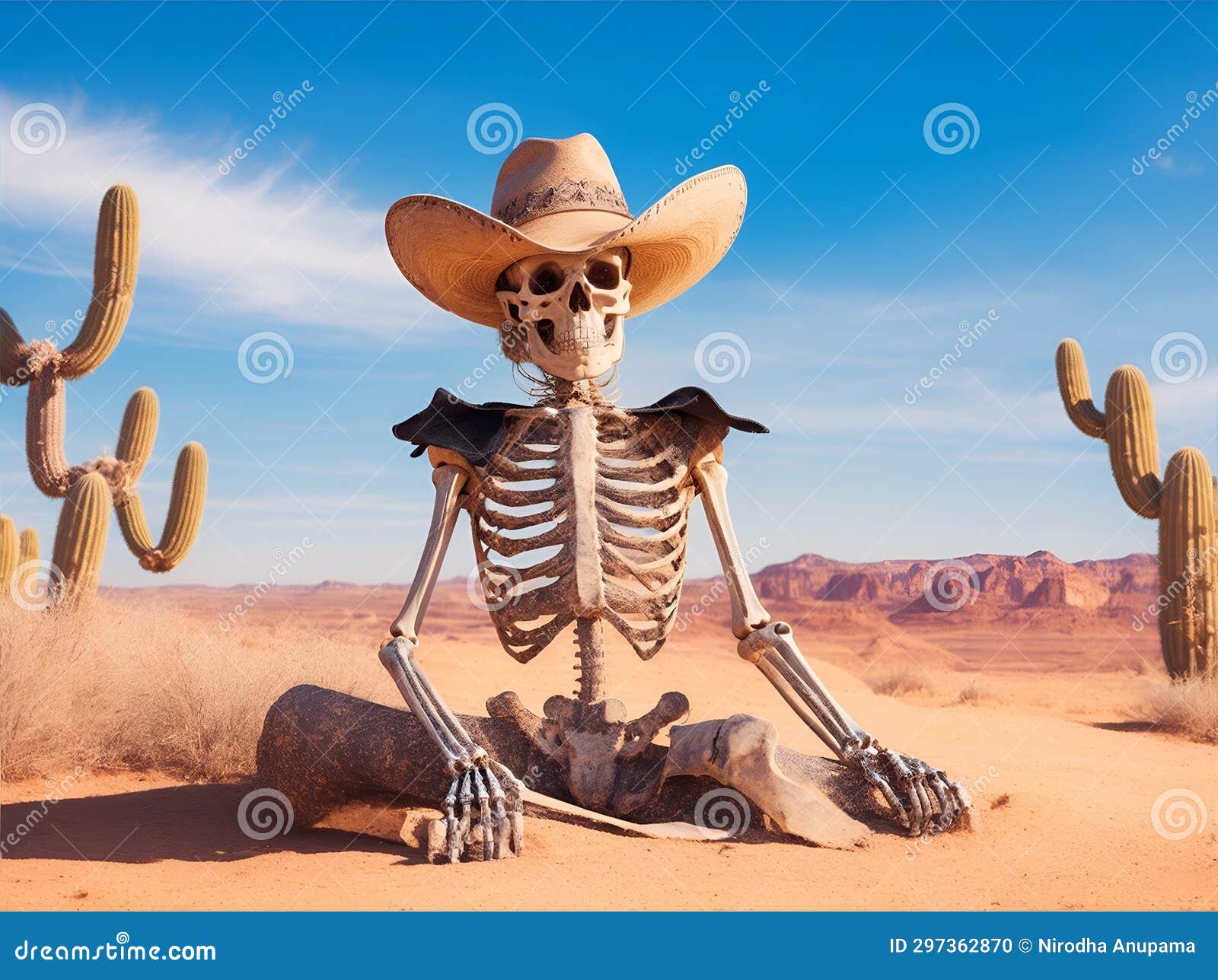 A Skeleton In The Desert With A Smartphone Looking For Cellular Vector ...