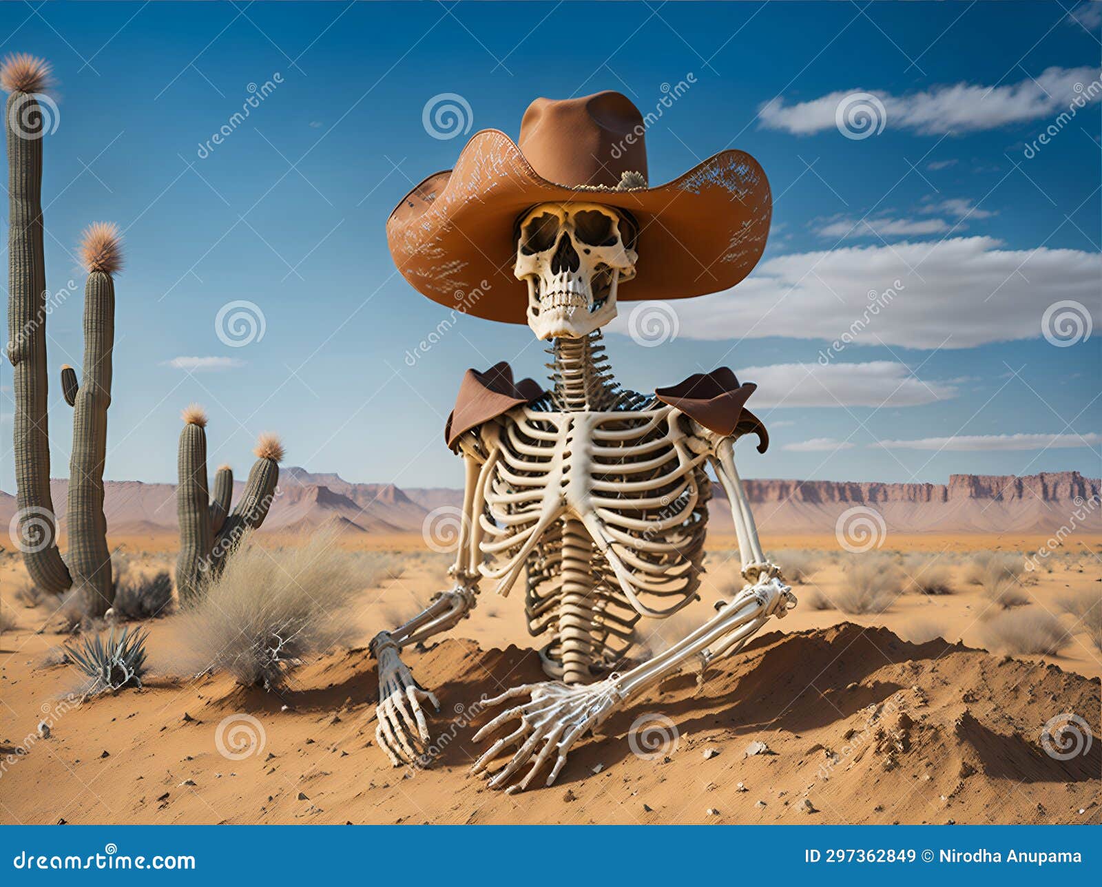 Old Human Skeleton in a Desert Stock Illustration - Illustration of ...