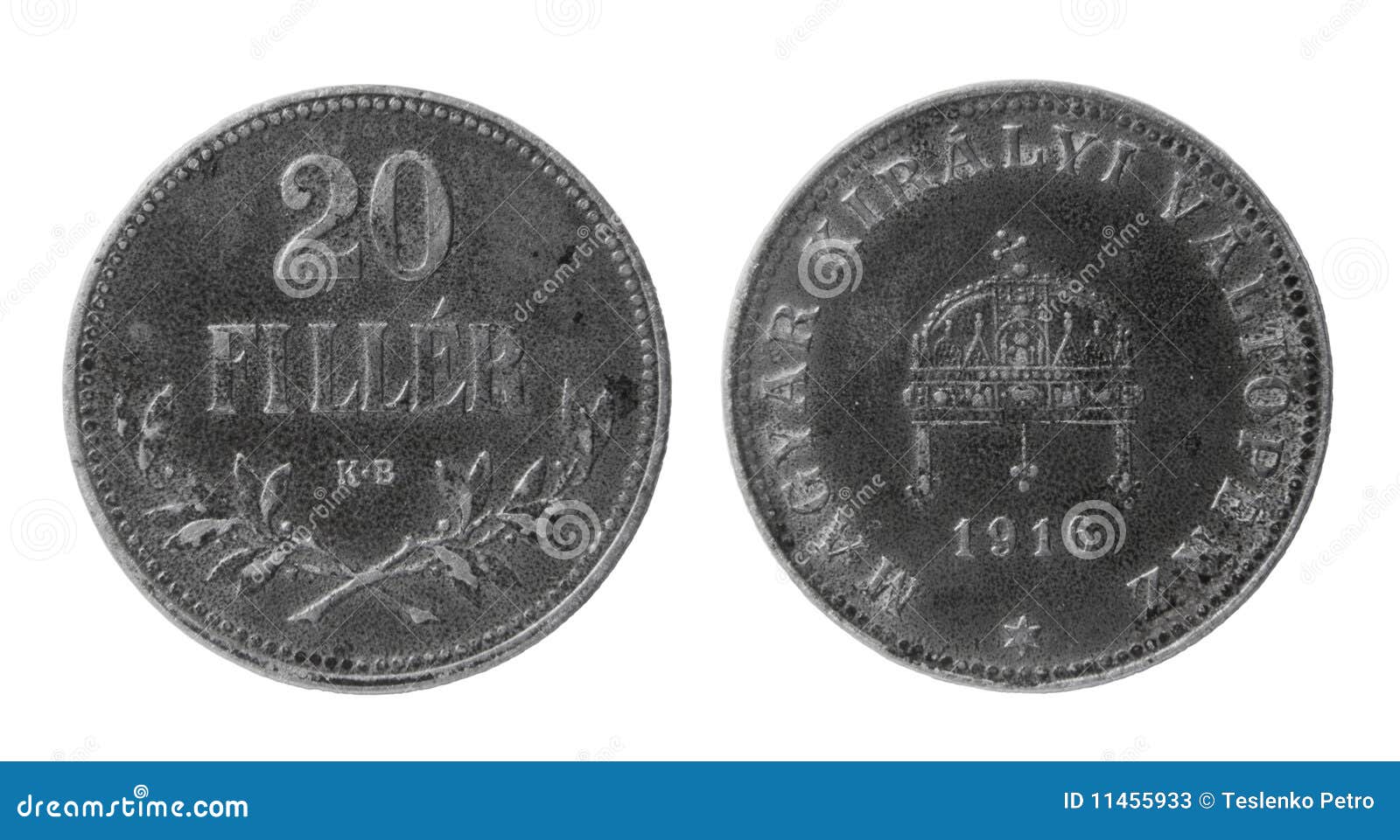 Old hungarian coin stock image. Image of isolated, fashioned - 11455933
