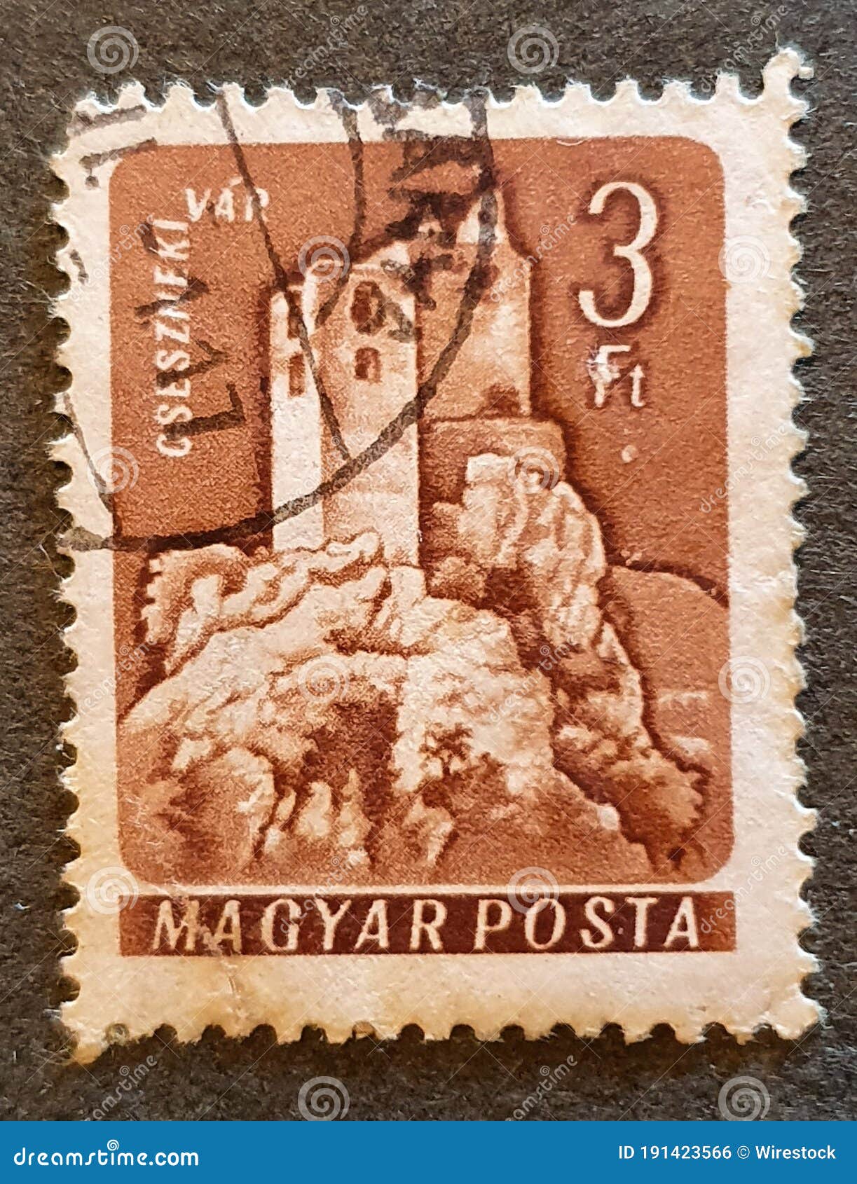 Old Hungarian Stamp 1960 with the Image of Csesznek Castle Editorial ...