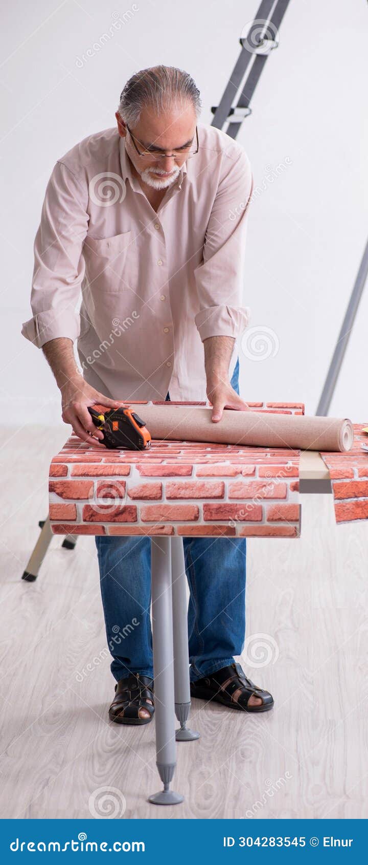 Old Husband Contractor in Home Renovation Concept Stock Image - Image ...