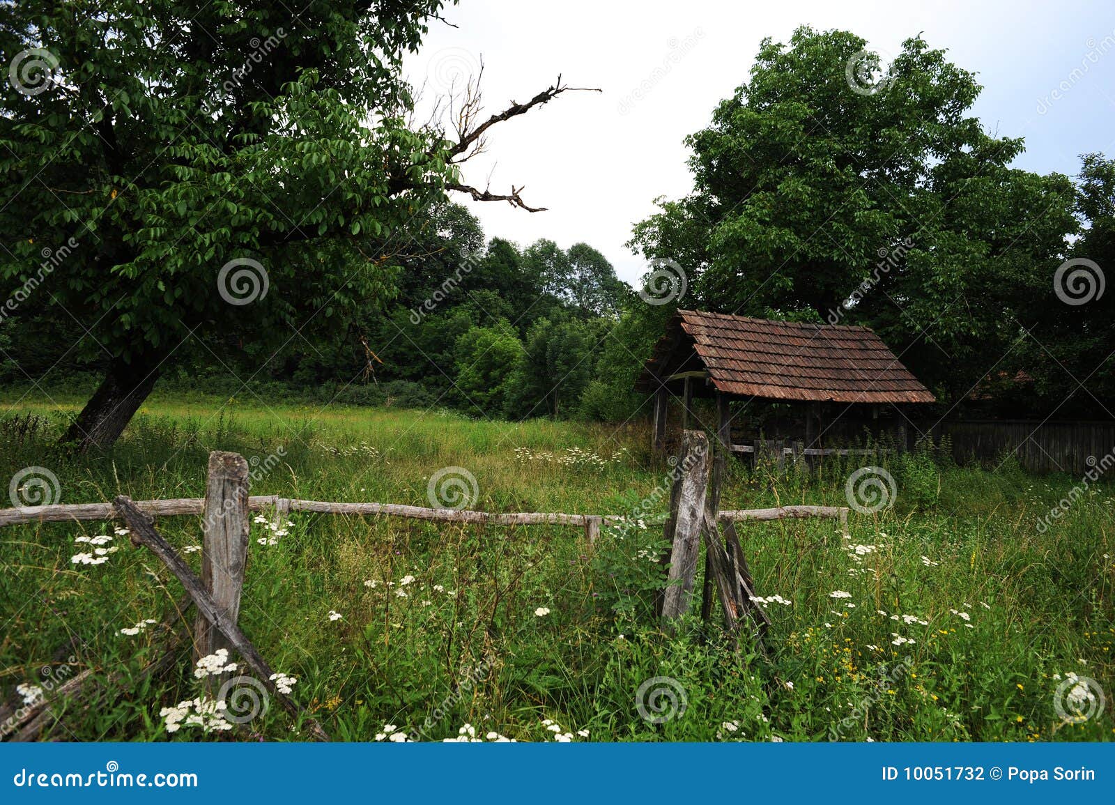 Old Hut in Country Landscape Stock Photo - Image of historic, cottage ...