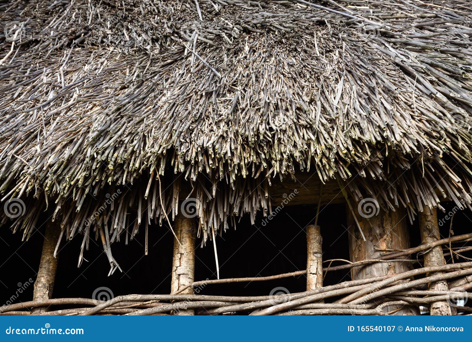 An Old Hut Made of Dry Twigs. Stock Image - Image of retro, rural ...