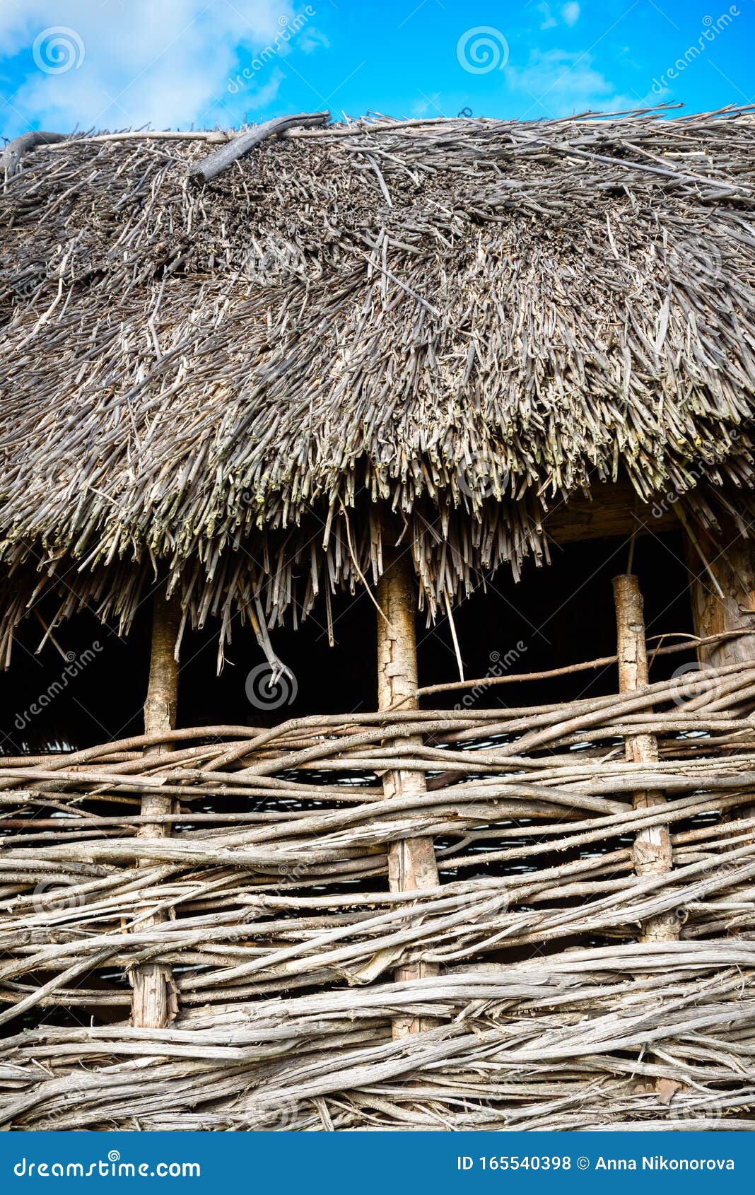 An Old Hut Made of Dry Twigs. Stock Photo - Image of architecture ...